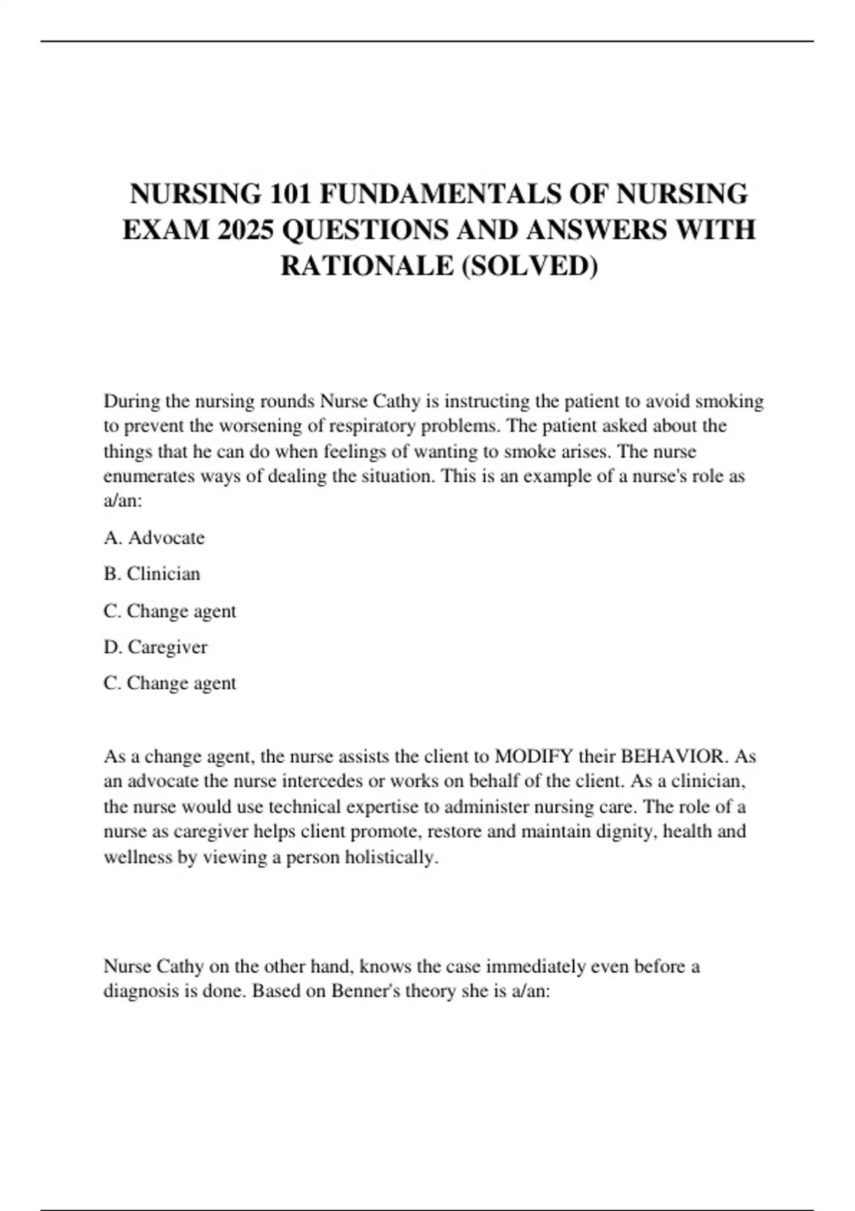 NURSING 101 FUNDAMENTALS OF NURSING EXAM 2025 QUESTIONS AND ANSWERS ...
