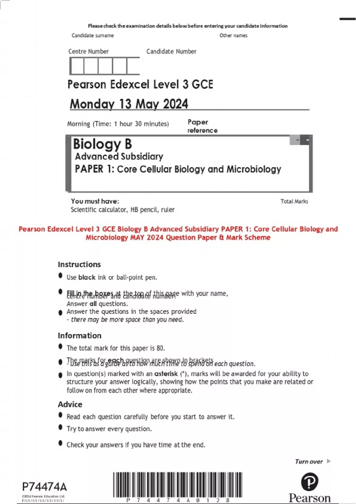 Pearson Edexcel Level 3 GCE Advanced Extension Award Mathematics JUNE ...