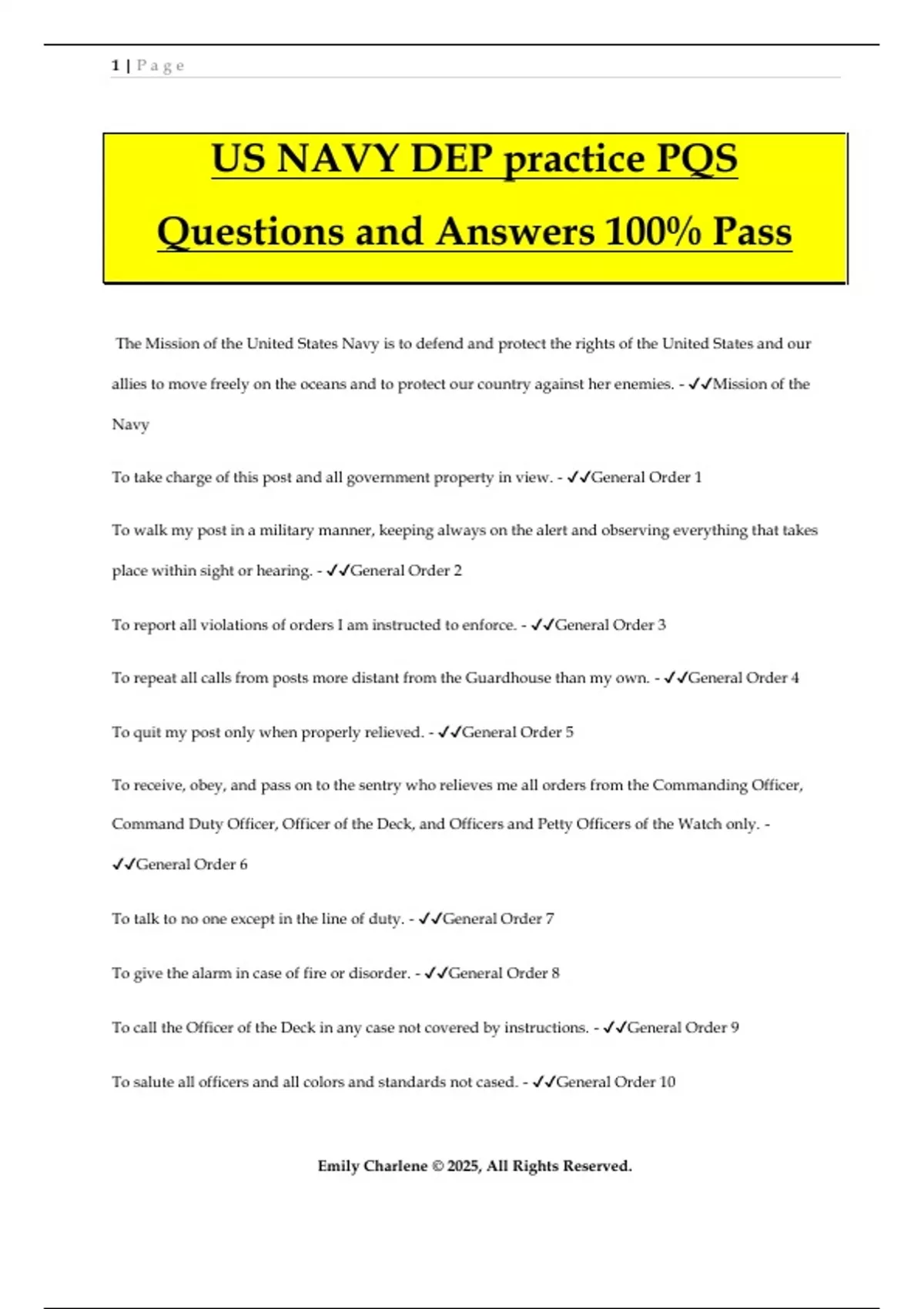 US NAVY DEP practice PQS Questions and Answers 100% Pass - Navy Boot ...