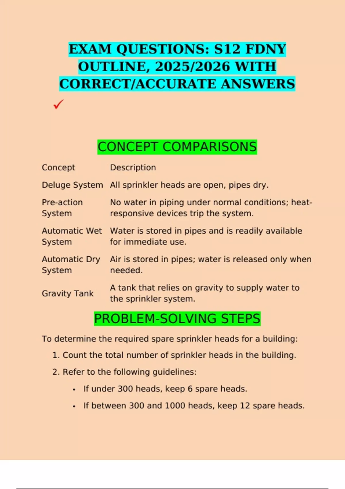 EXAM QUESTIONS: S12 FDNY OUTLINE, 2025/2026 WITH CORRECT/ACCURATE ...