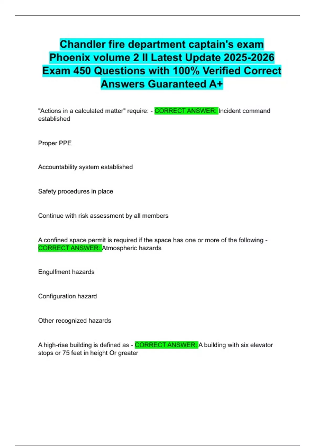 Chandler fire department captain's exam Phoenix volume 2 II Latest ...