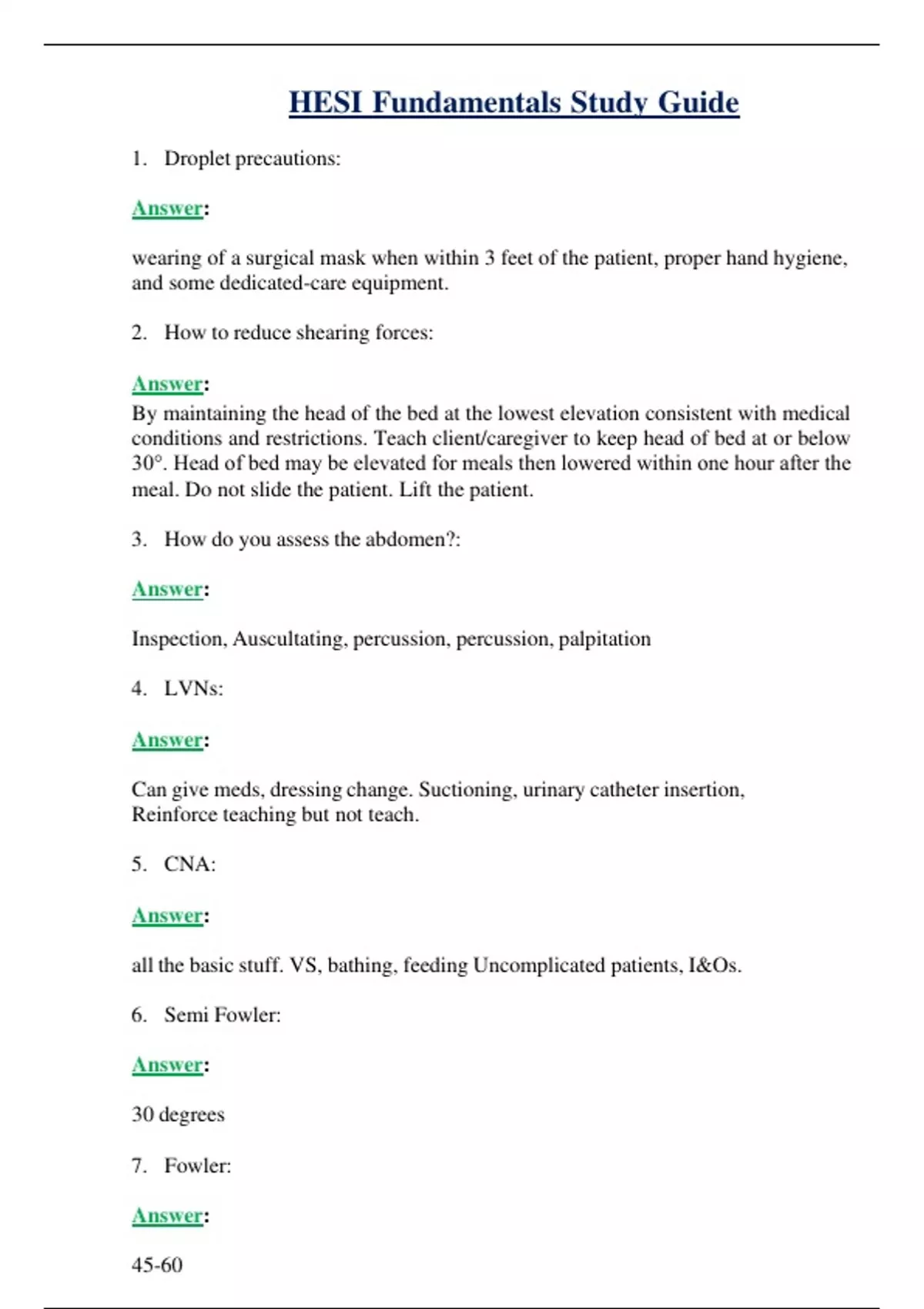 HESI FUNDAMENTALS STUDY GUIDE 2024/2025 | QUESTIONS WITH 100% VERIFIED ...
