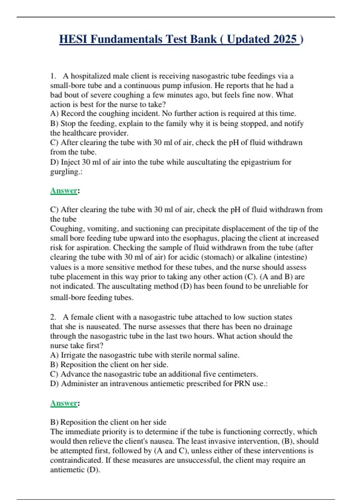 HESI FUNDAMENTALS TEST BANK ( UPDATED 2025 ) 2024/2025 | QUESTIONS WITH ...