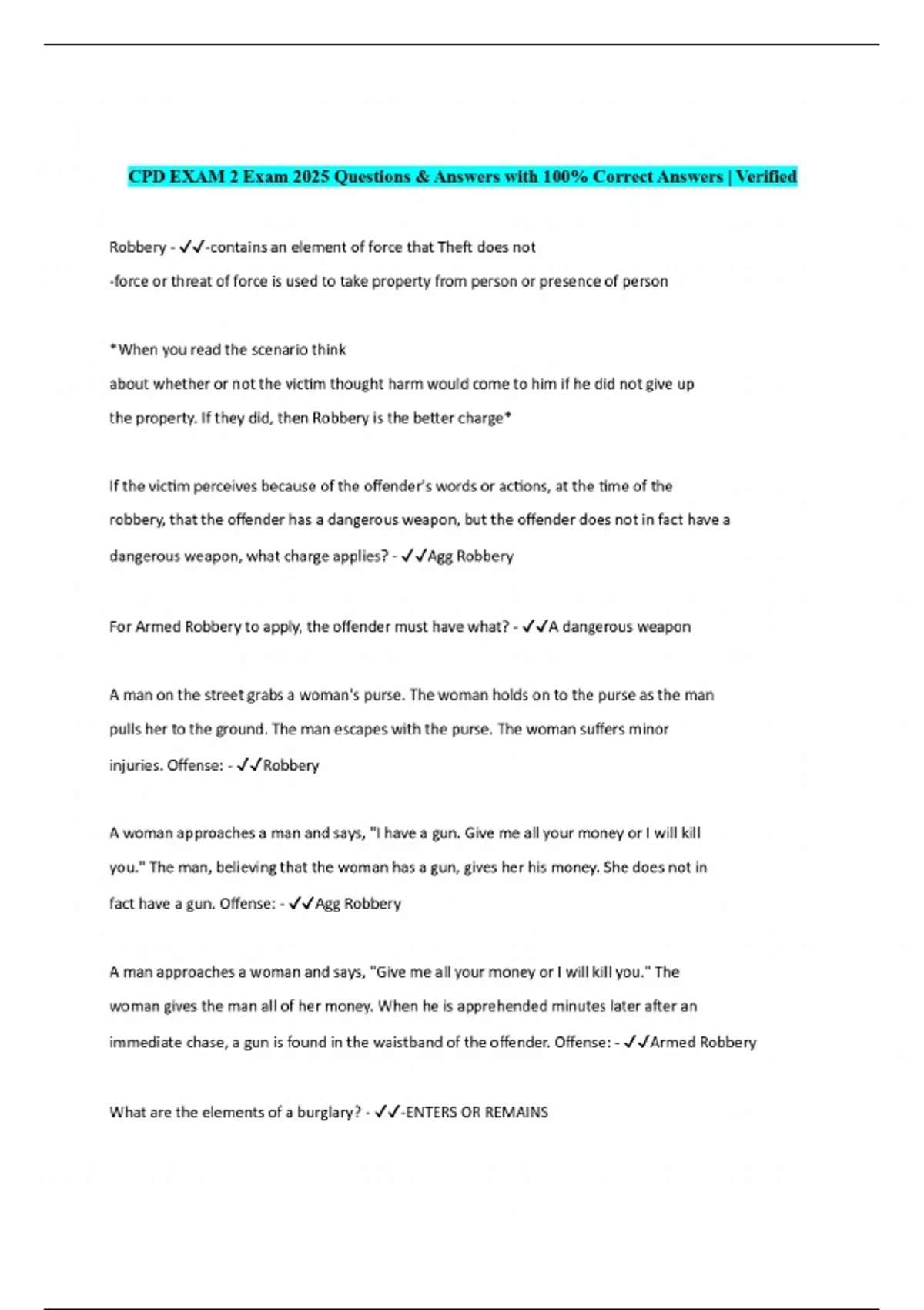 CPD EXAM 2 Exam 2025 Questions & Answers with 100% Correct Answers | Verified - CPD - Stuvia US