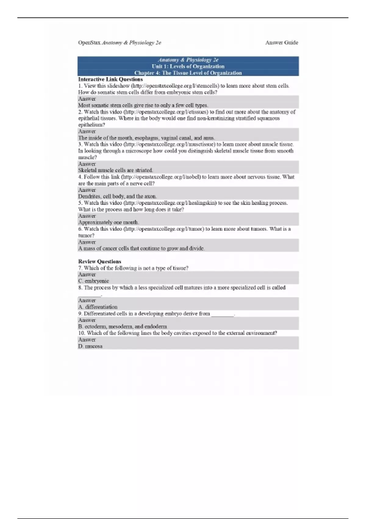 Chapter 4 The Tissue Level of Organization - Anatomy & Physiology 2nd ...