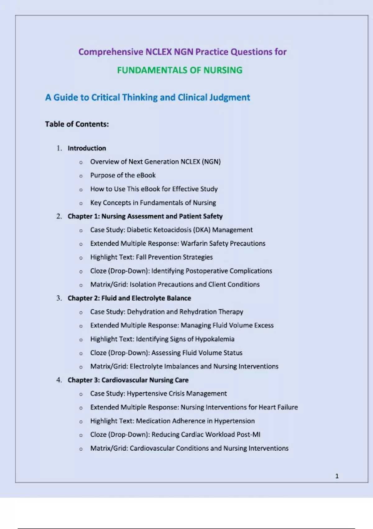 Comprehensive NCLEX NGN Practice Questions for FUNDAMENTALS OF NURSING ...