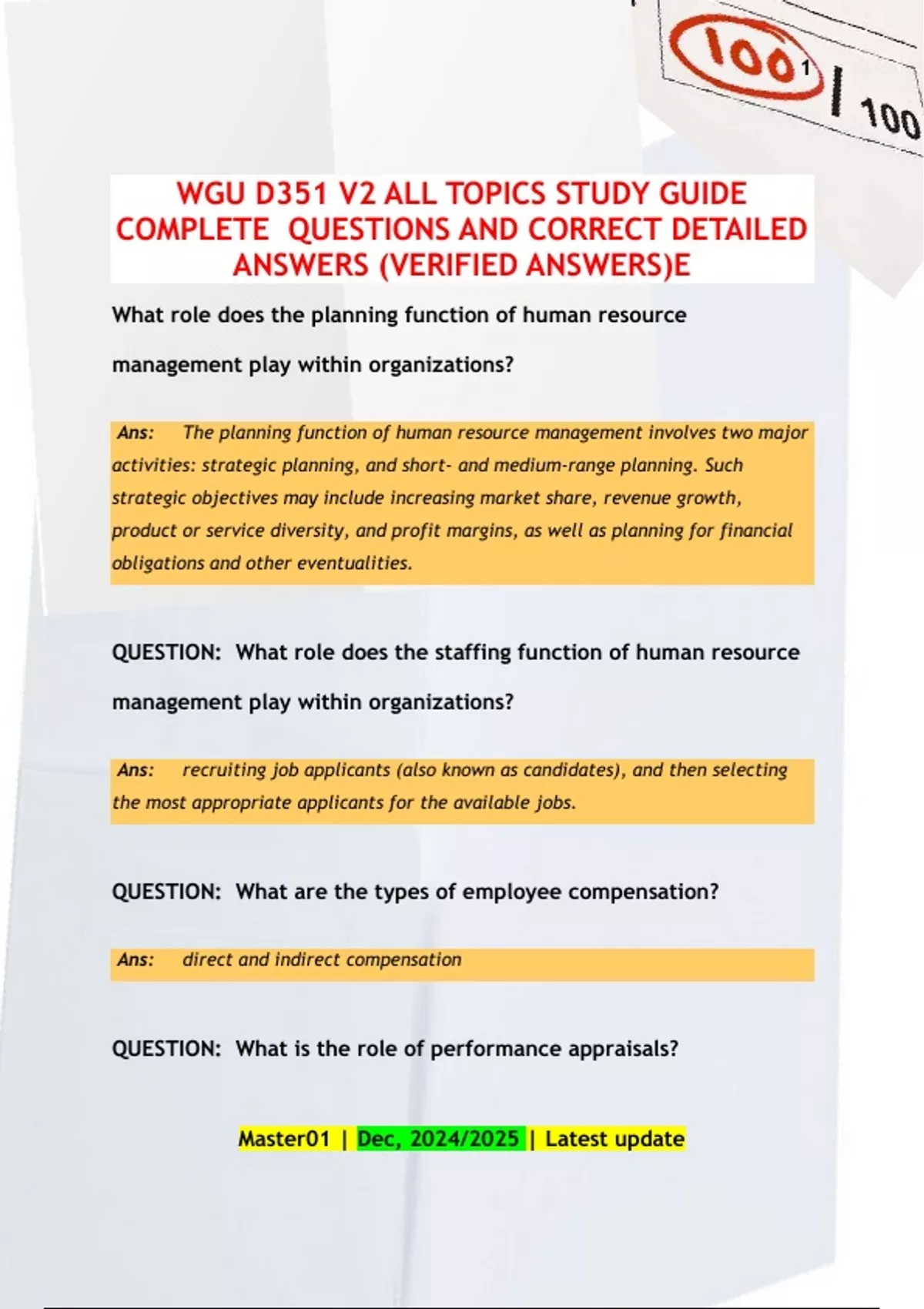 WGU D351 V2 ALL TOPICS STUDY GUIDE COMPLETE QUESTIONS AND CORRECT ...