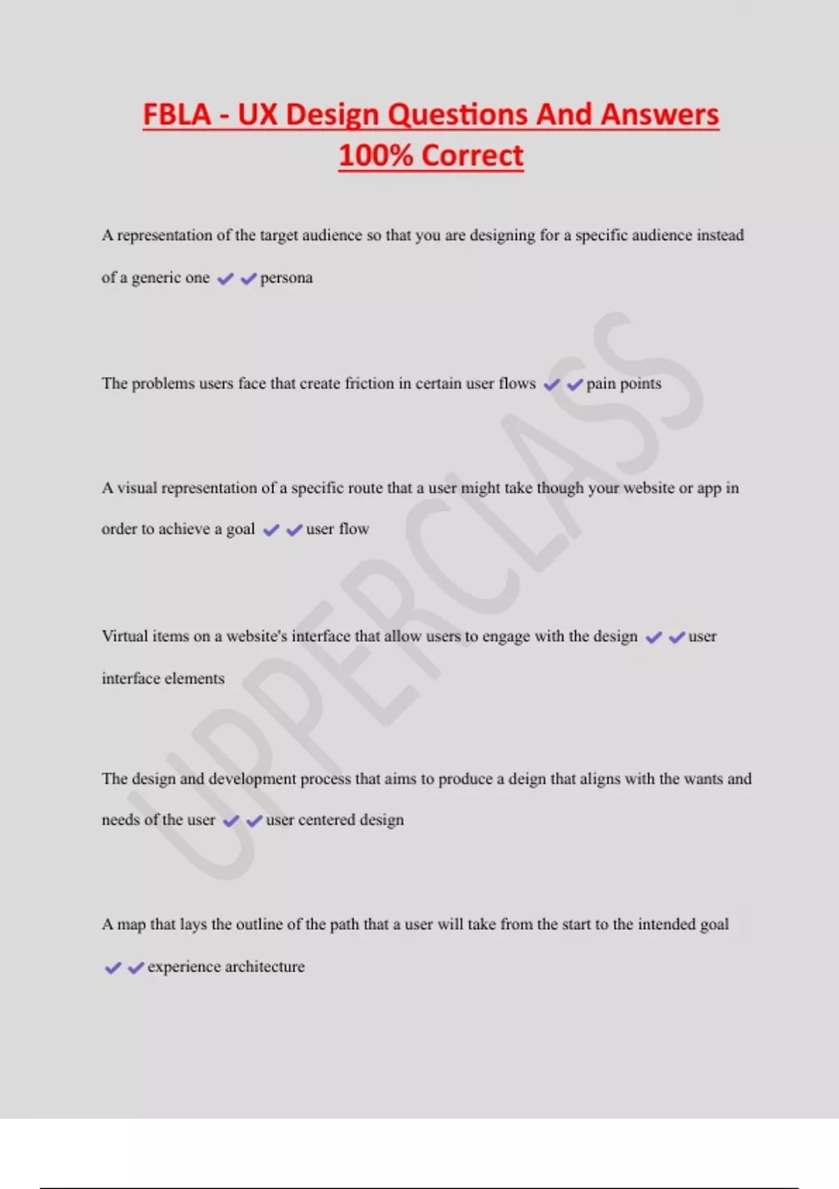 FBLA - UX Design FBLA - UX Design Questions And Answers 100% Correct - FBLA Journalism - Stuvia US