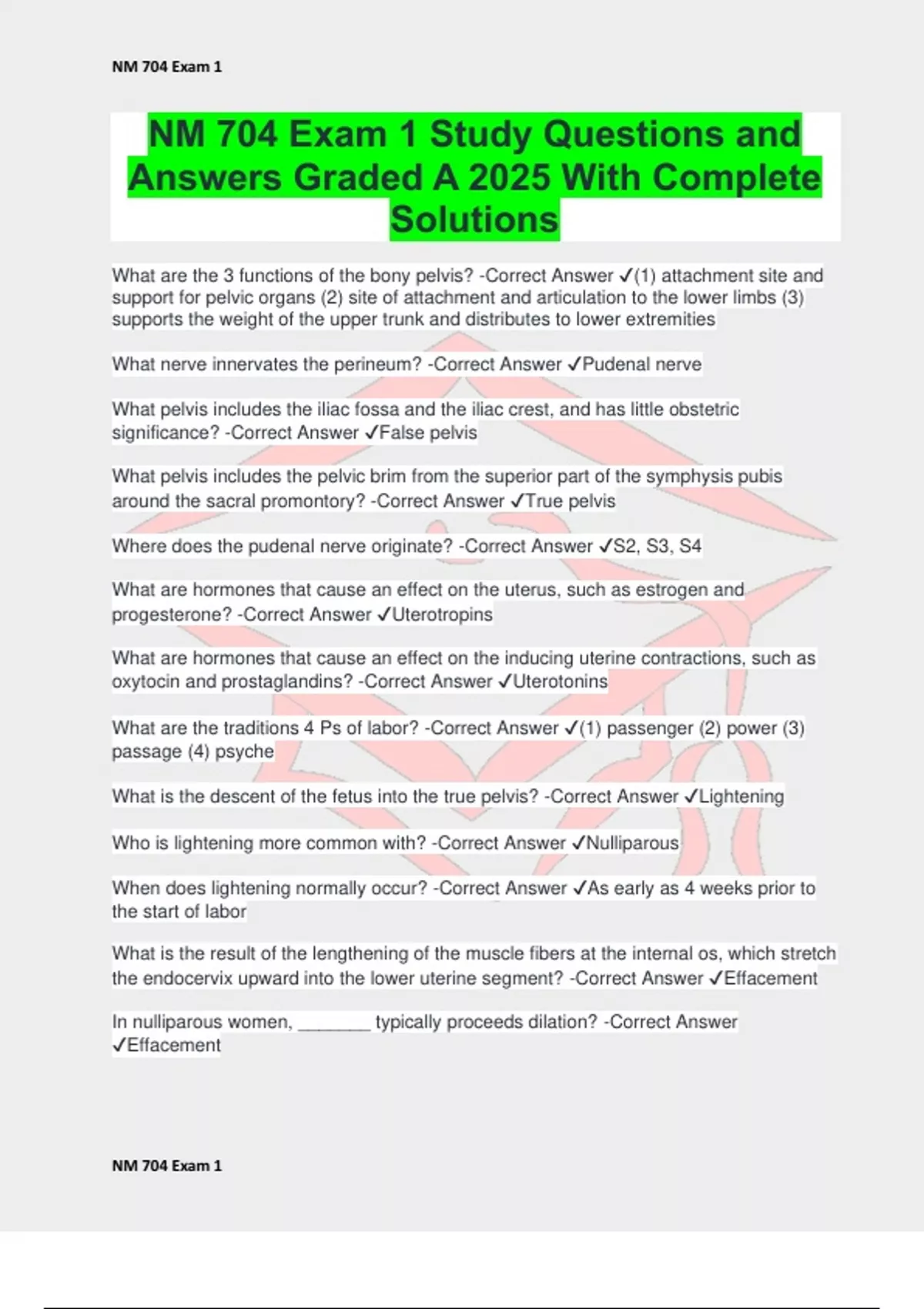 Complete Package Deal For NM 704 Exam 1,2, and 3 Questions with ...