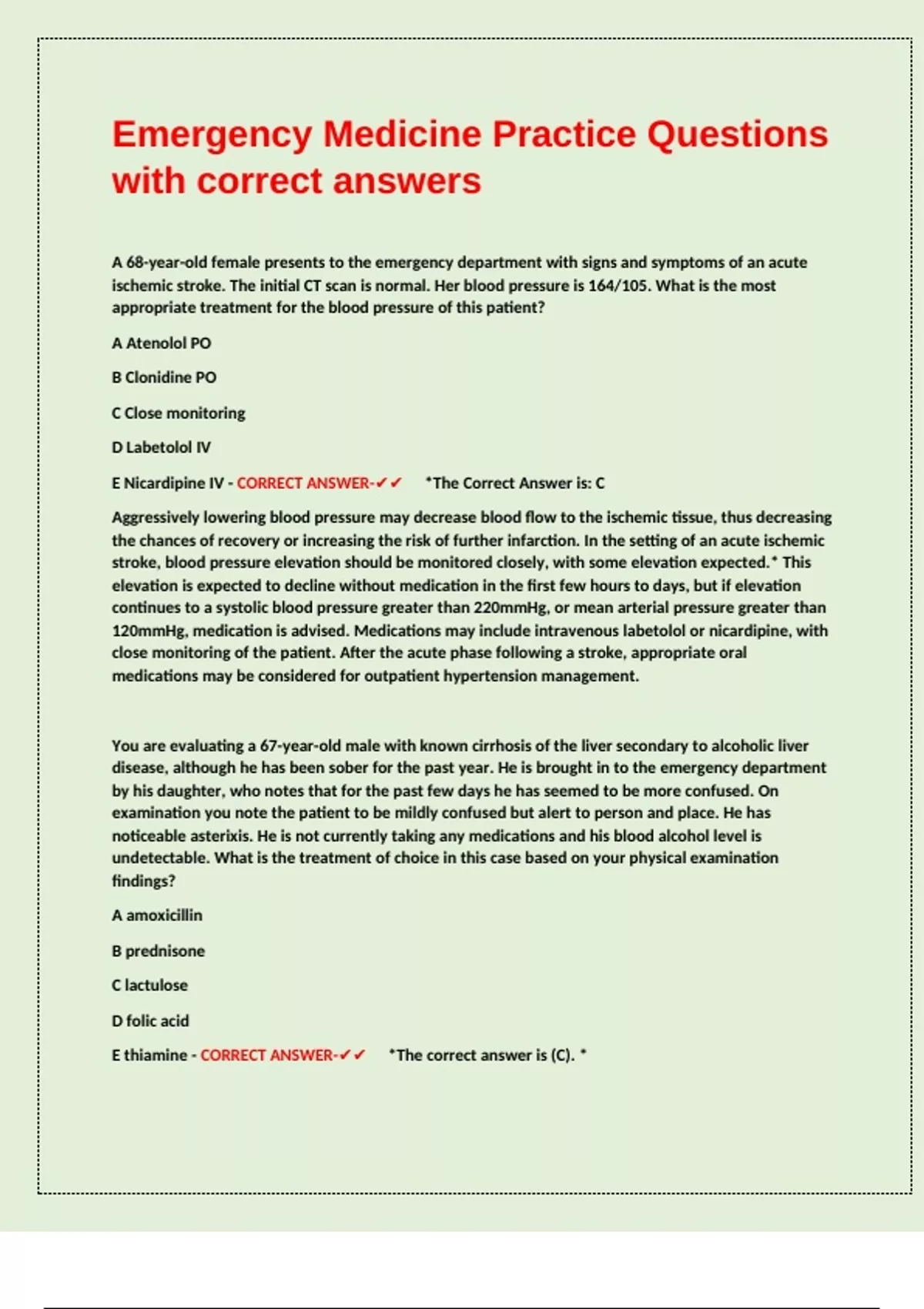 Emergency Medicine Practice Questions with correct answers - Emergency ...