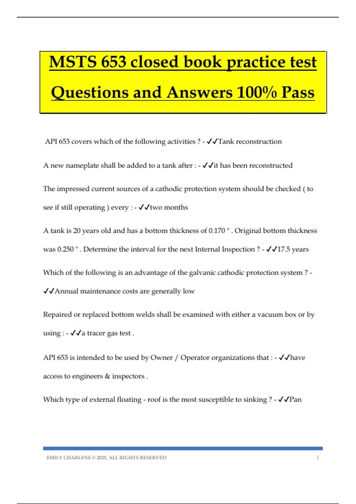 MSTS 653 closed book practice test Questions and Answers 100% Pass ...