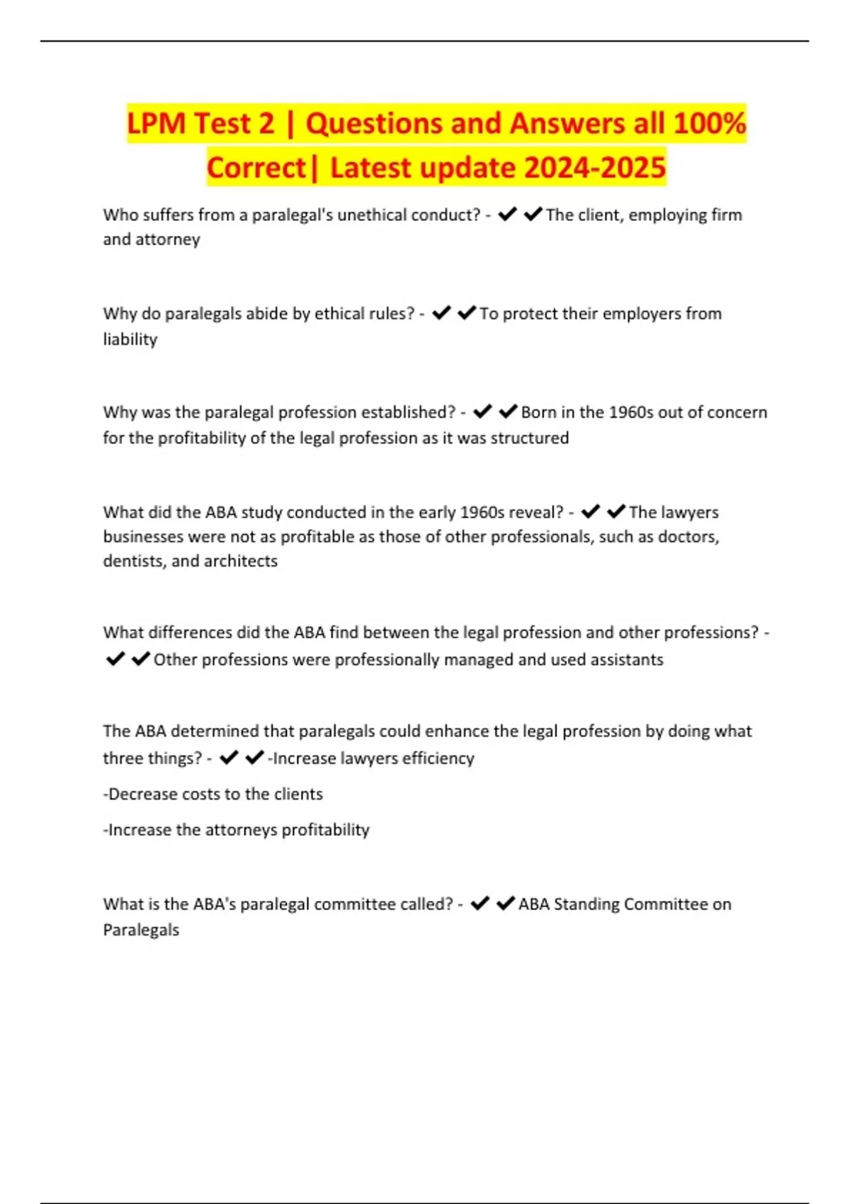 LPM Test 2 | Questions and Answers all 100% Correct| Latest update ...