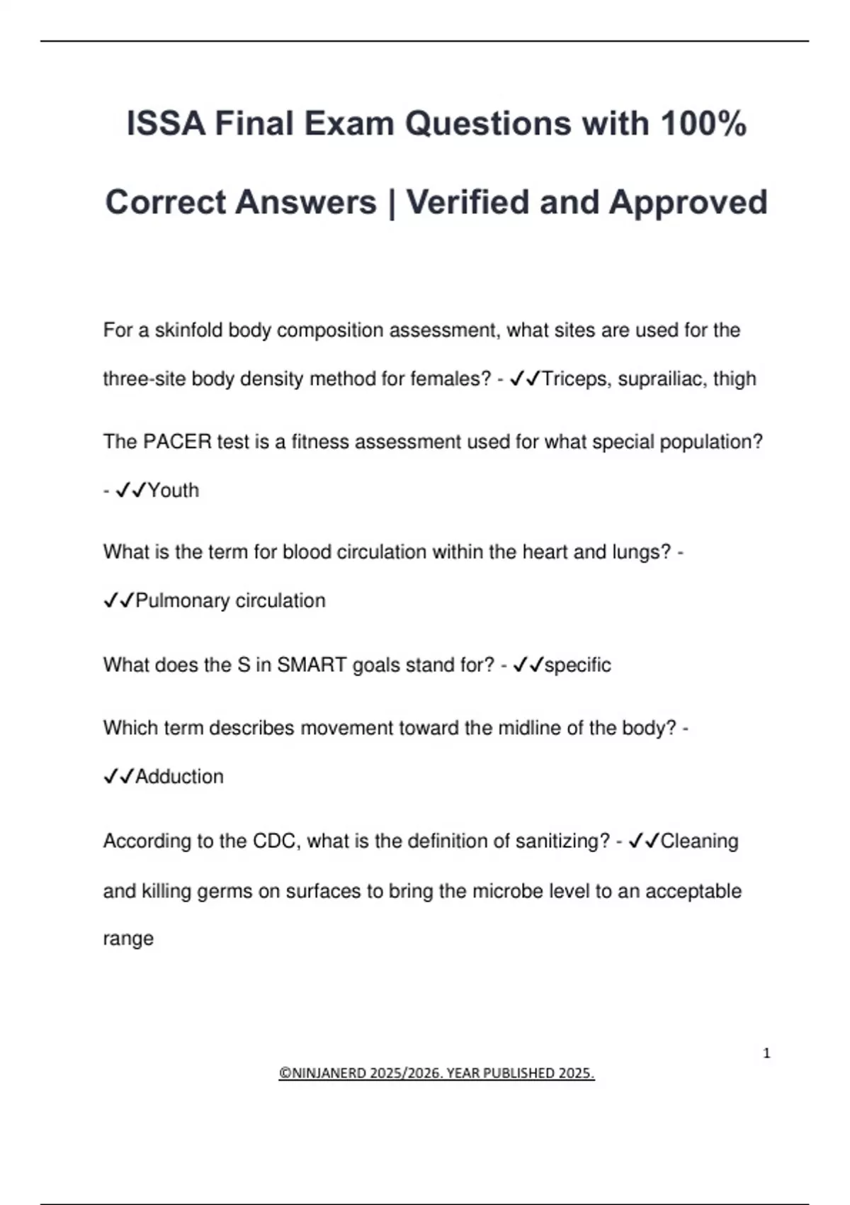 ISSA Final Exam Questions with 100% Correct Answers | Verified and ...