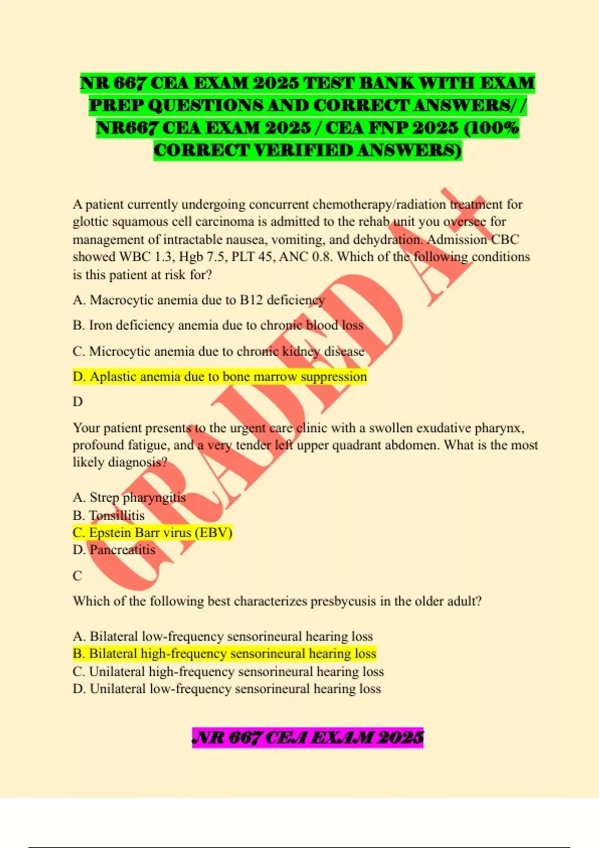 NR 667 CEA EXAM 2025 TEST BANK WITH EXAM PREP QUESTIONS AND CORRECT ...