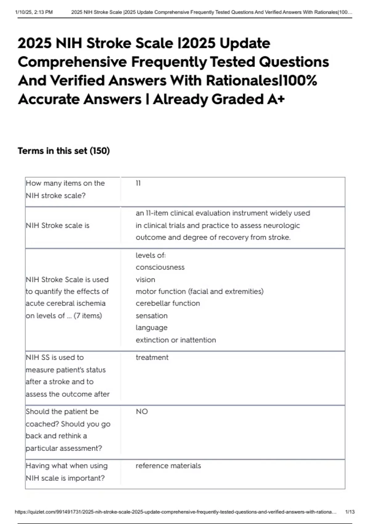 2025 NIH Stroke Scale |2025 Update Comprehensive Frequently Tested ...