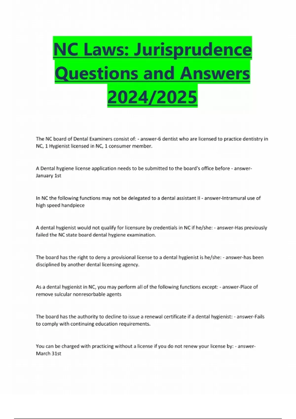 NC Laws: Jurisprudence Questions and Answers 2024/2025 - NC Laws ...