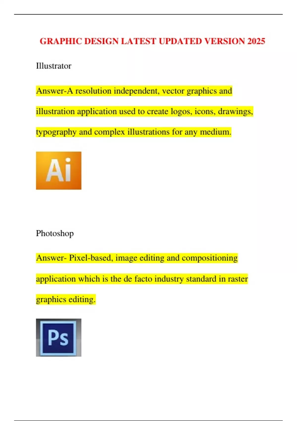 GRAPHIC DESIGN LATEST UPDATED VERSION 2025 - GRAPHIC DESIGN - Stuvia US