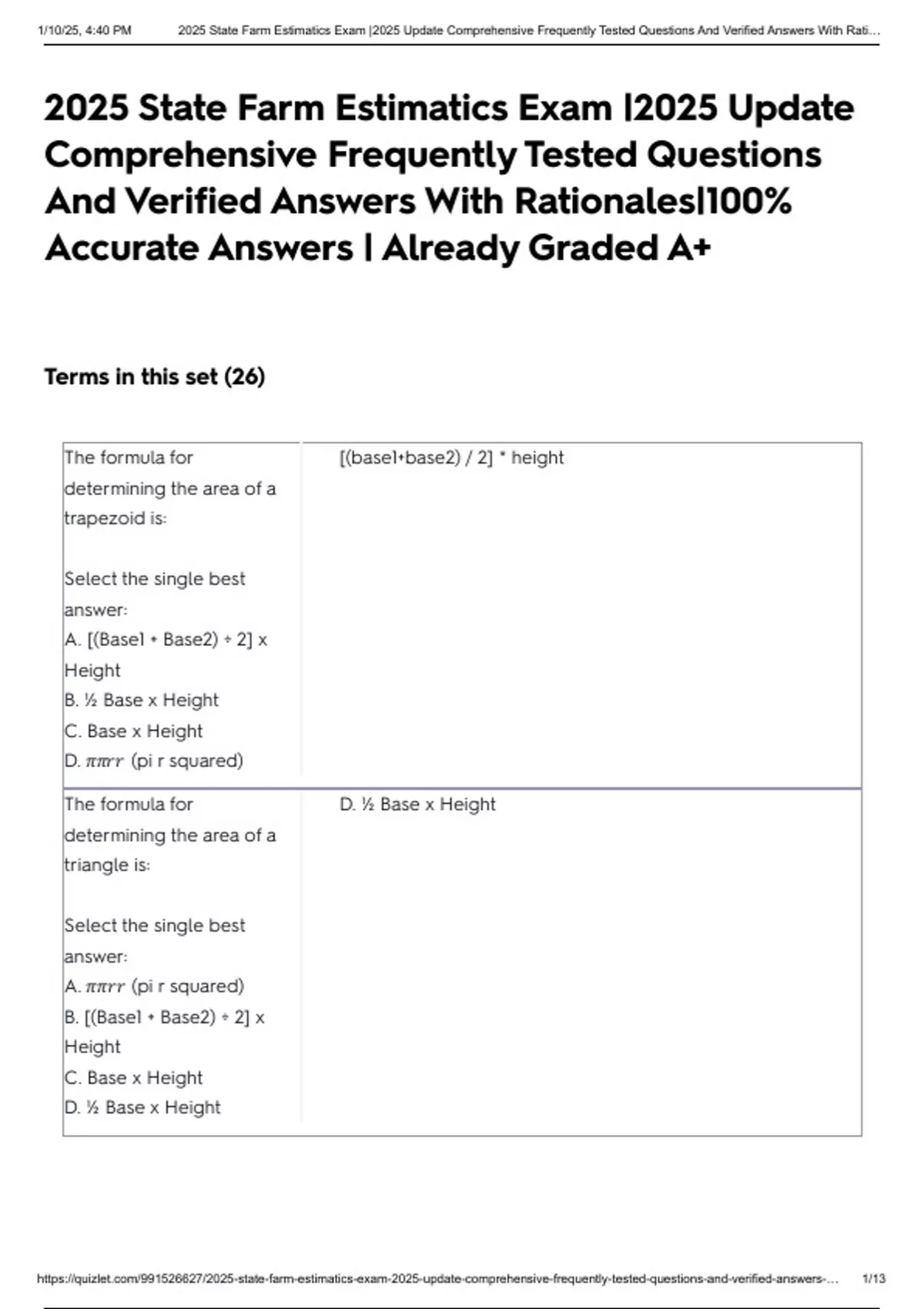 2025 State Farm Estimatics Exam |2025 Update Comprehensive Frequently ...