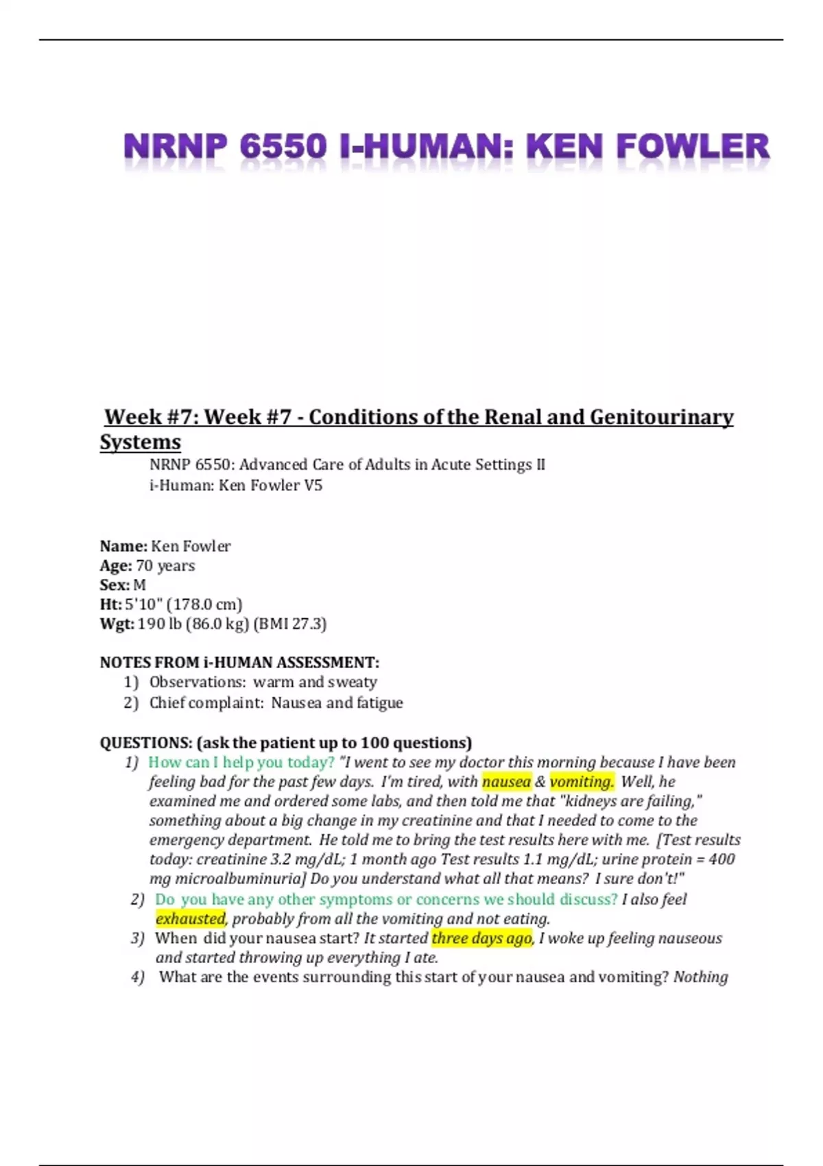 NRNP 6550 I-HUMAN: KEN FOWLER | COMPLETE SOLUTION 2025 | NEW!!! - Nrnp 6550 ihuman ken fowler ...