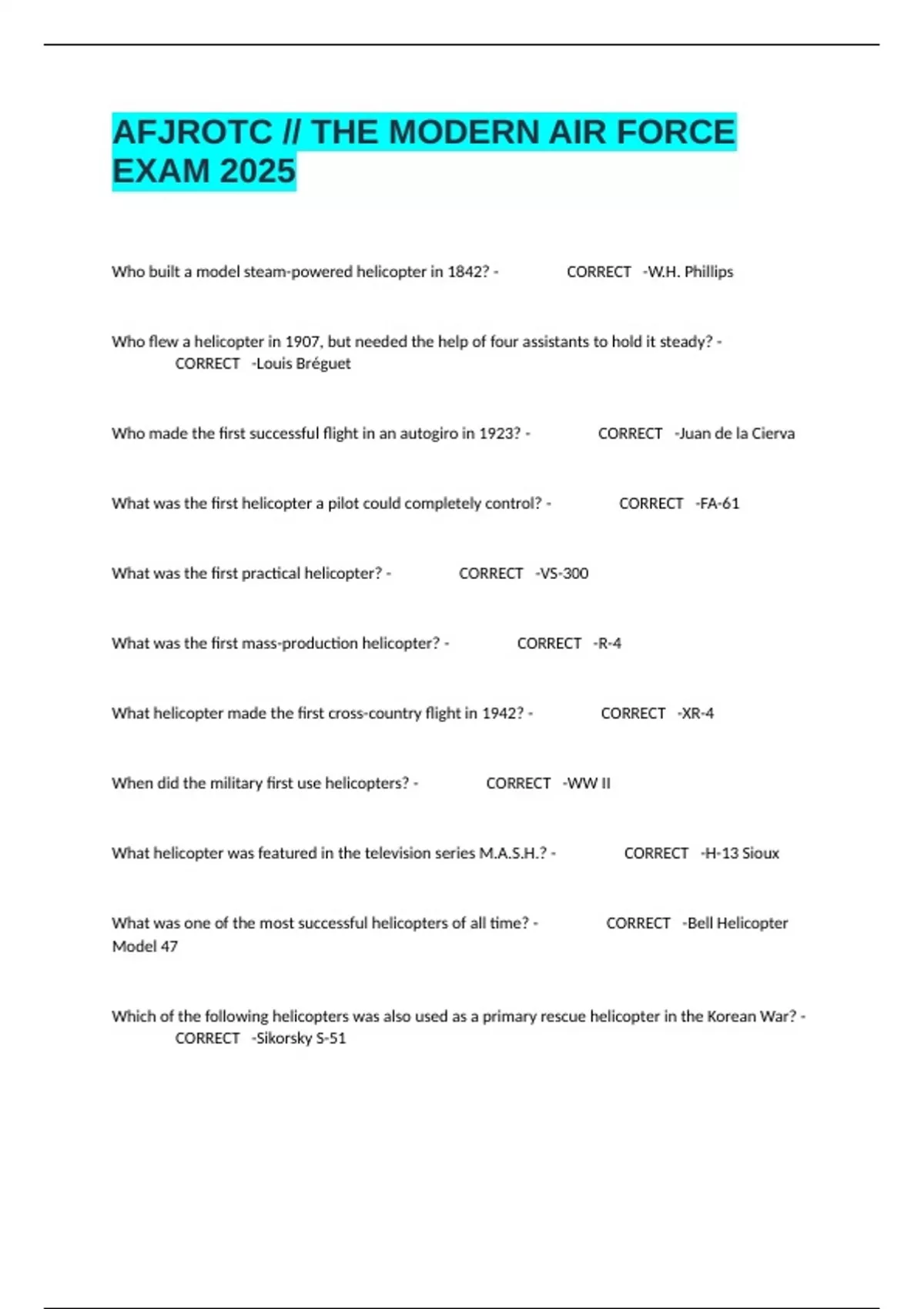 AFJROTC // THE MODERN AIR FORCE EXAM 2025 - AFJROTC // THE MODERN AIR ...