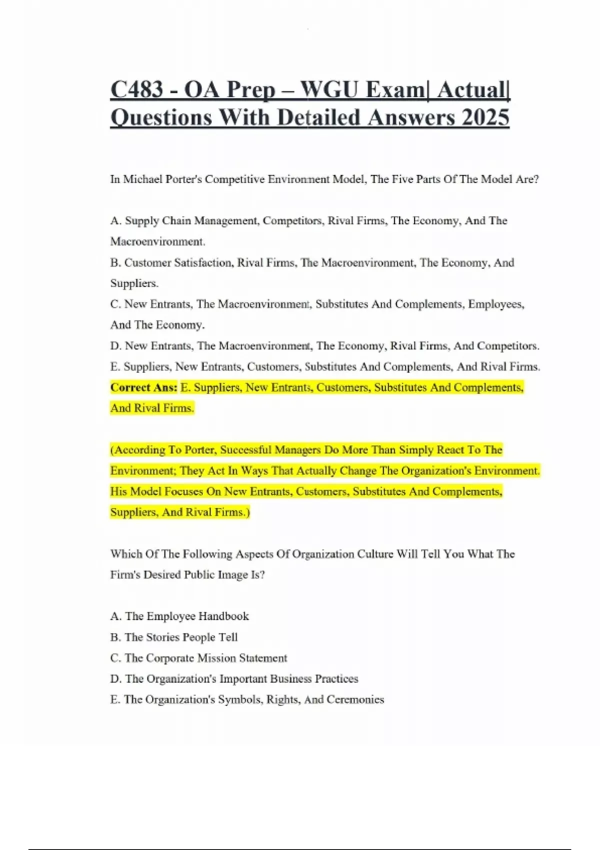 C483 - OA Prep – WGU Exam| Actual| Questions With Detailed Answers 2025 ...