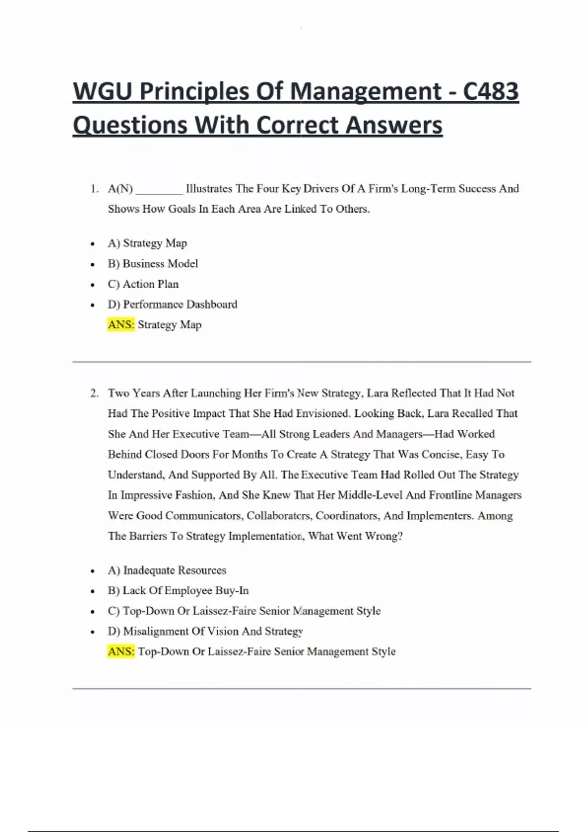 WGU C483 Multiple Attempt Readiness Exam 2025 With Correct Answers ...