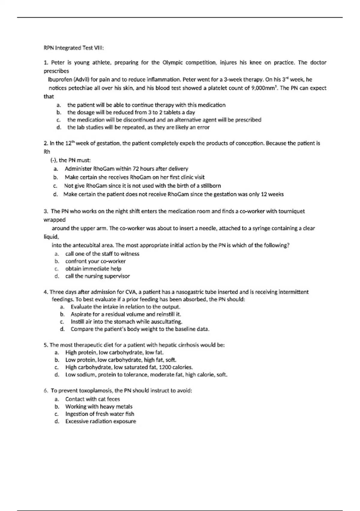 RPN Integrated Test VIII (2024 / 2025) Questions and Verified Answers ...