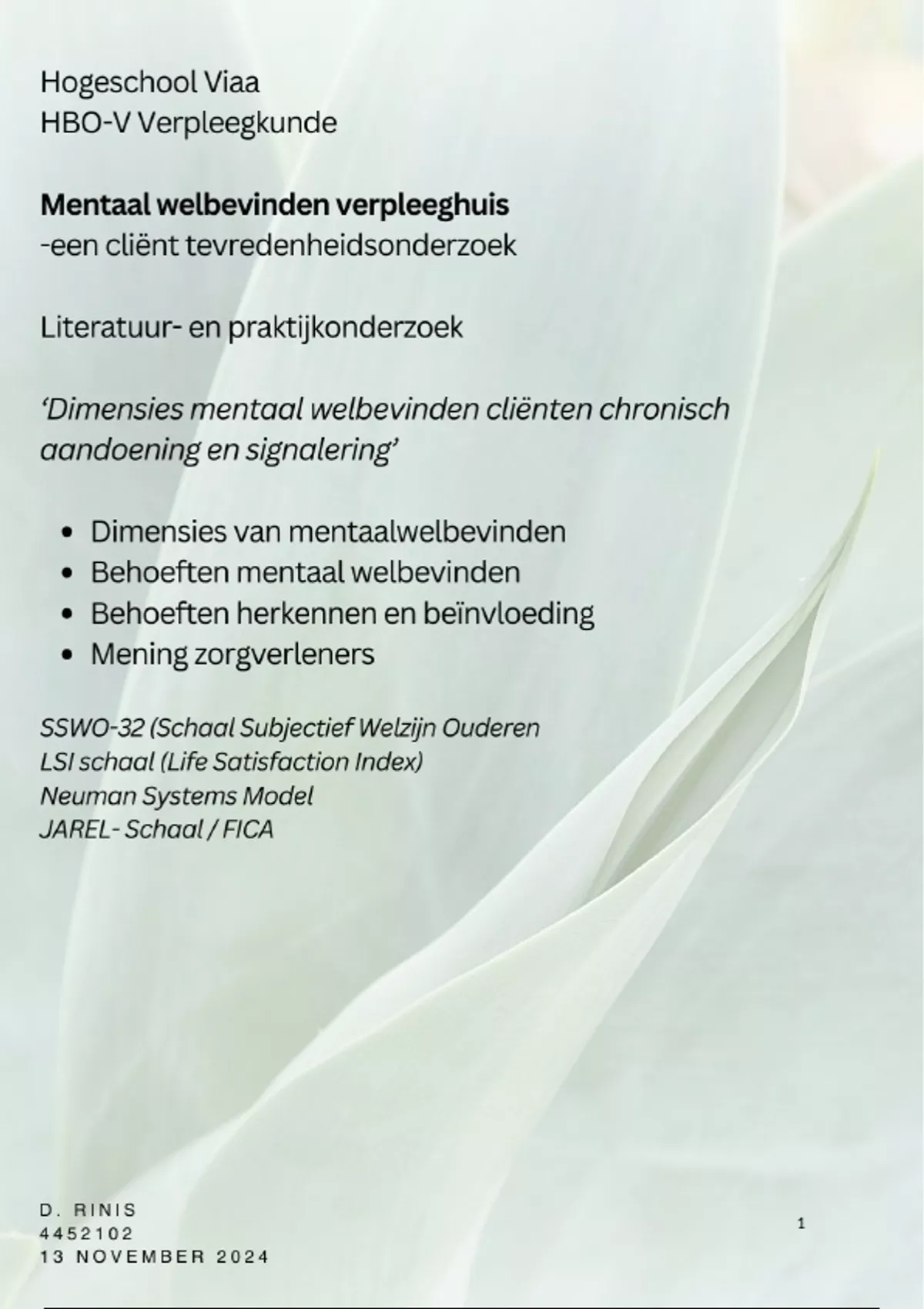 Viaa HBO-V Verpleegkunde Scriptie voorbeeld - Mentale gezondheid ...