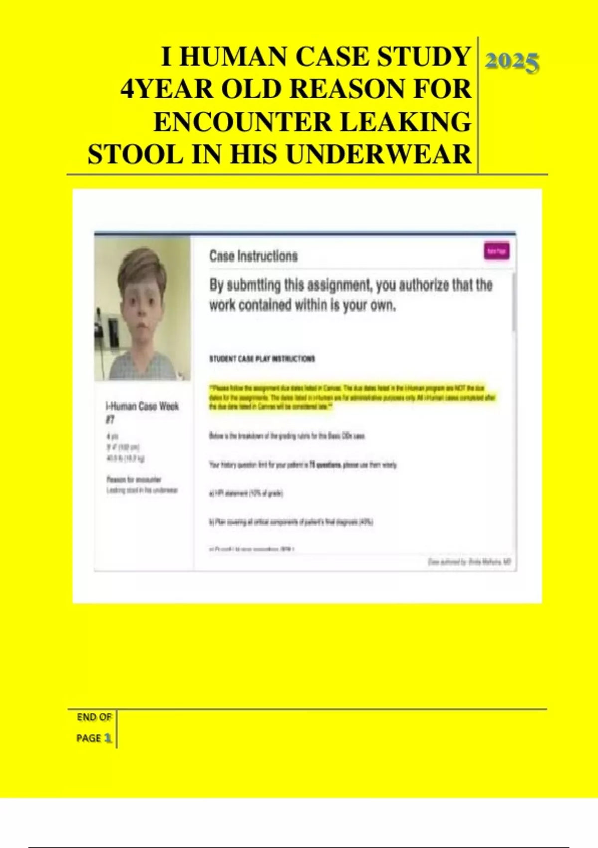 I HUMAN CASE STUDY 4YEAR OLD REASON FOR ENCOUNTER LEAKING STOOL IN HIS ...