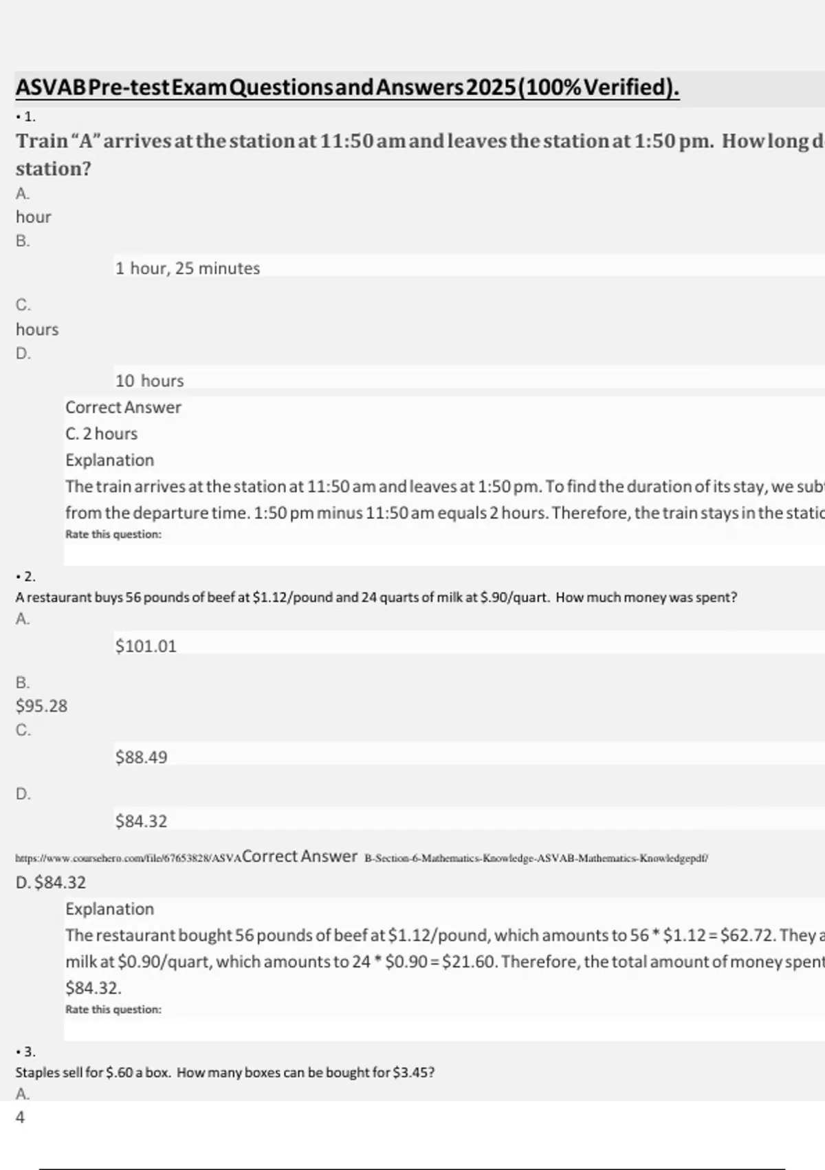 ASVAB Pre-test Exam Questions and Answers 2025 (100% Verified). - ASVAB ...