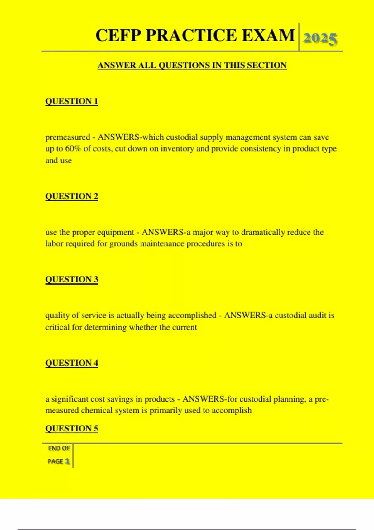 CEFP PRACTICE EXAM QUESTIONS AND ANSWERS 2025 - CEFP PRACTICE - Stuvia US