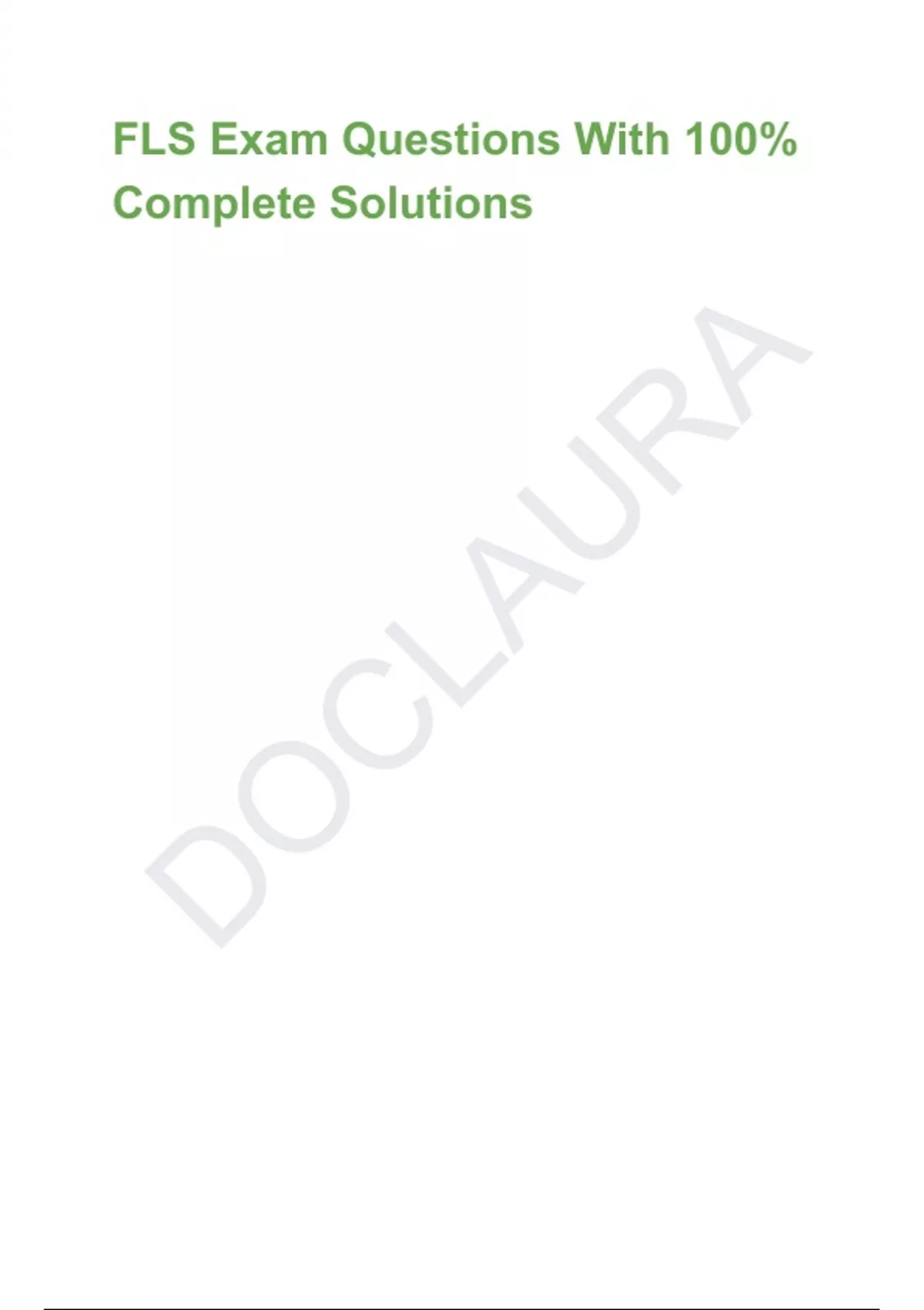 FLS Exam Questions With 100% Complete Solutions - FLS - Stuvia US