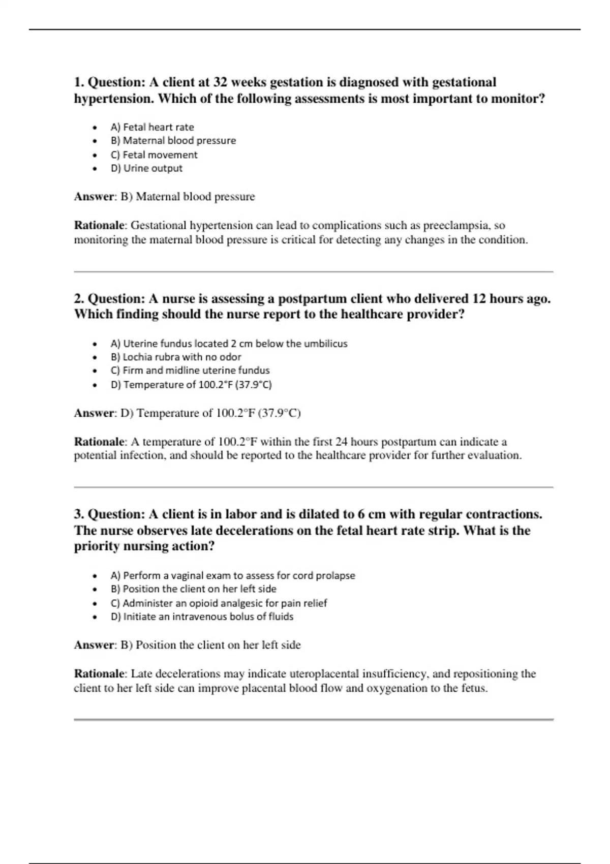 ATI Maternal Newborn 2024/2025 Proctored Exam: Verified Answers and ...