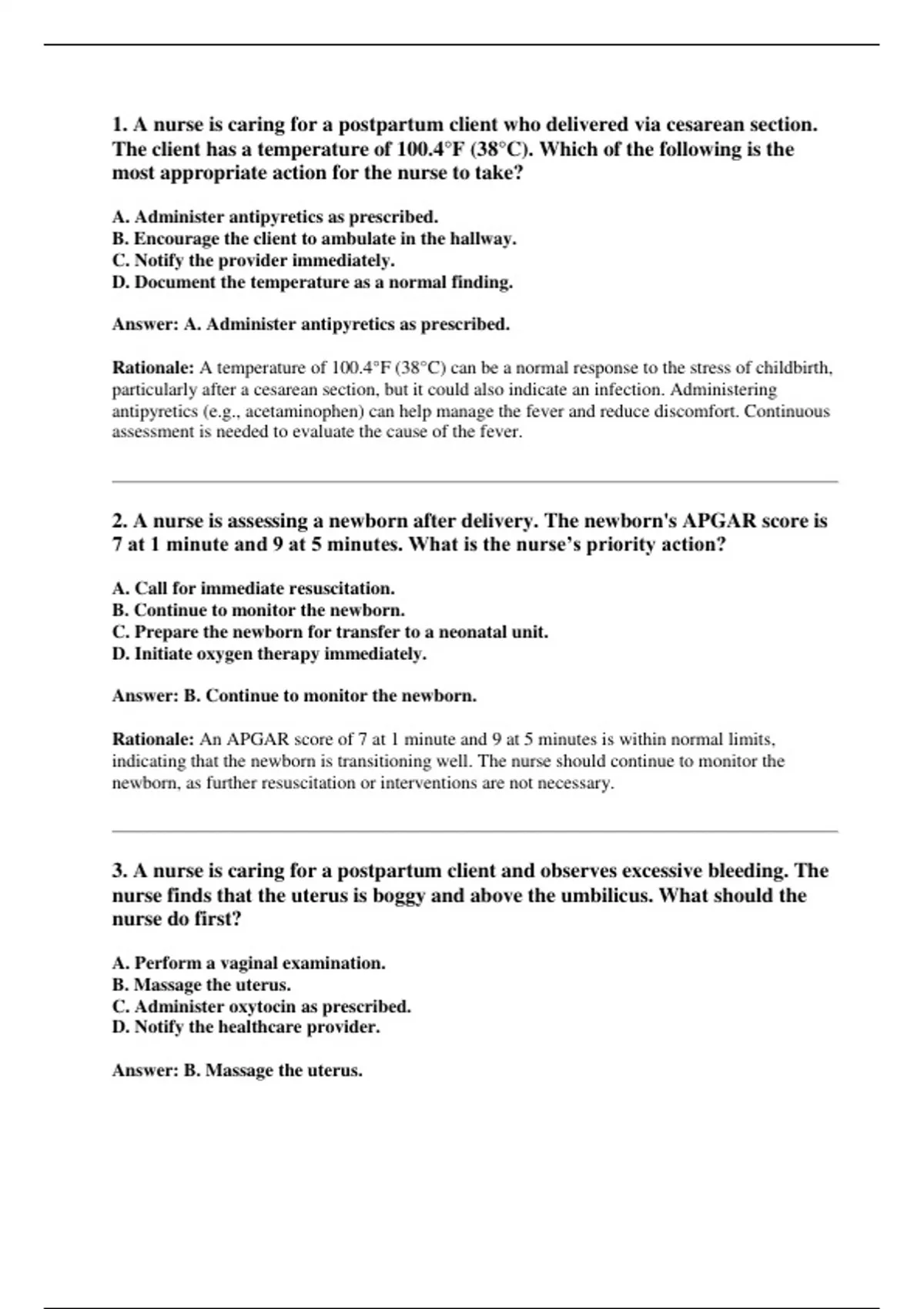 ATI Maternity Proctored Exam: Verified Answers for All Exam Questions ...