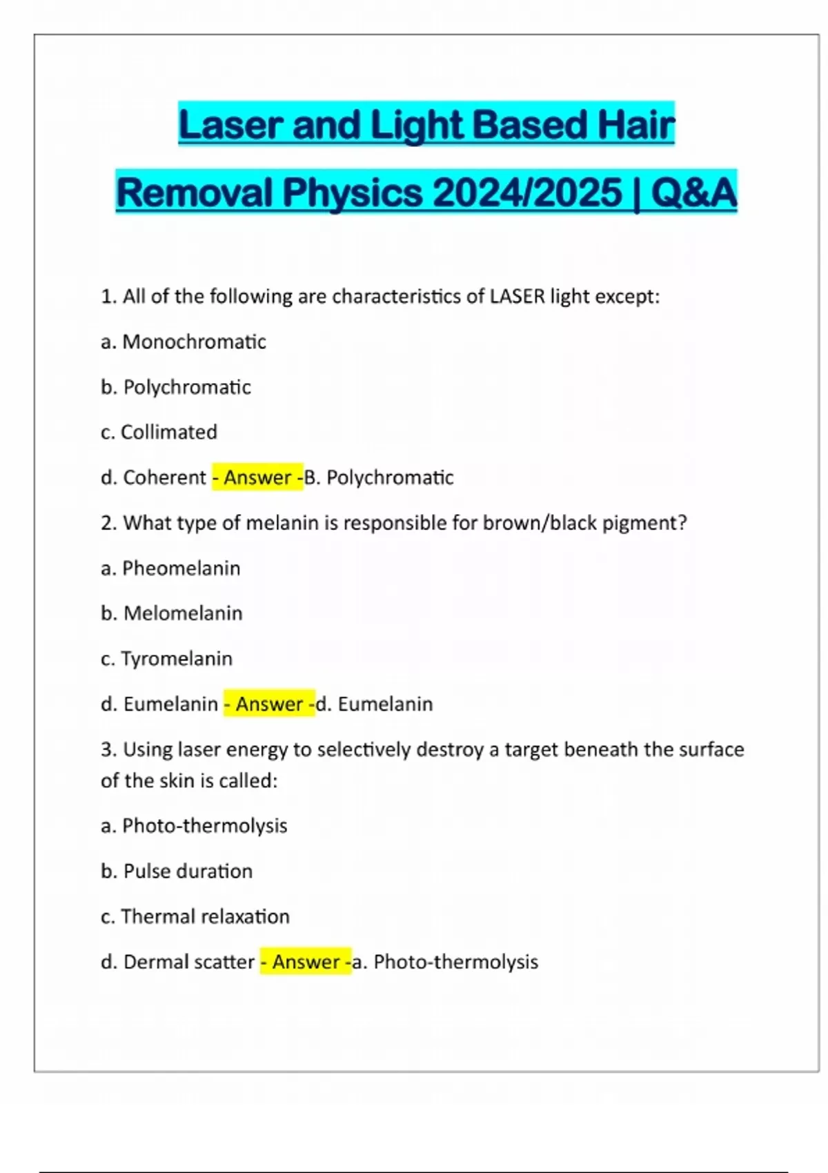 Laser and Light Based Hair Removal Physics 2024/2025 | Q&A ...