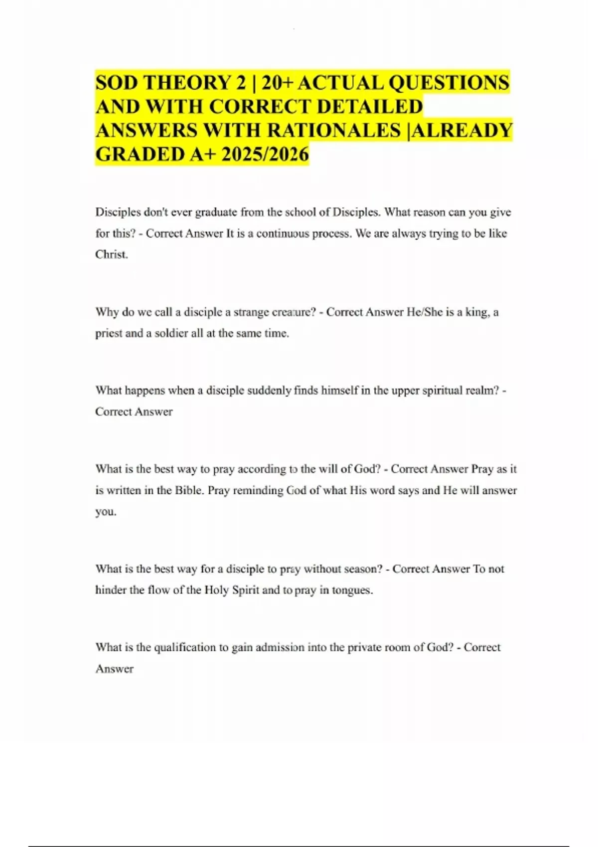 SOD THEORY 2 | 20+ ACTUAL QUESTIONS AND WITH CORRECT DETAILED ANSWERS ...
