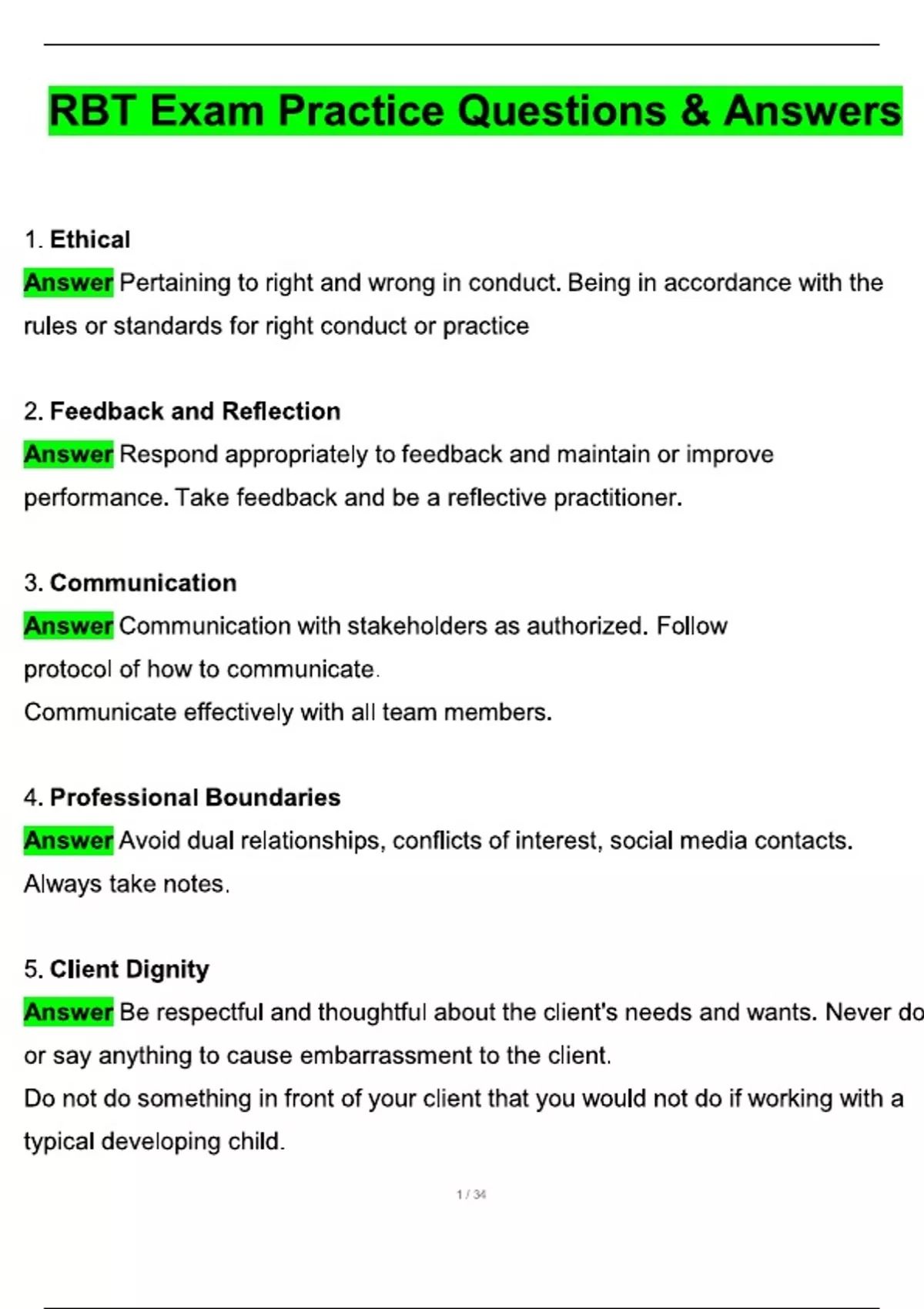 RBT Practice Exam (Latest 2025 / 2026 ) Actual Questions and Answers ...