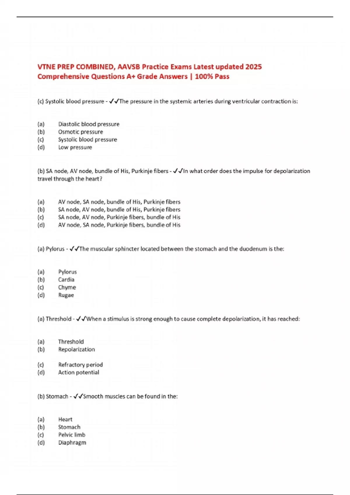 VTNE PREP COMBINED, AAVSB Practice Exams Latest updated 2025 ...