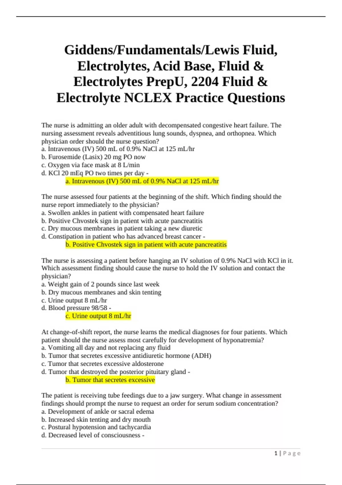 Giddens Fundamentals Lewis Fluid, Electrolytes, Acid Base, Fluid ...