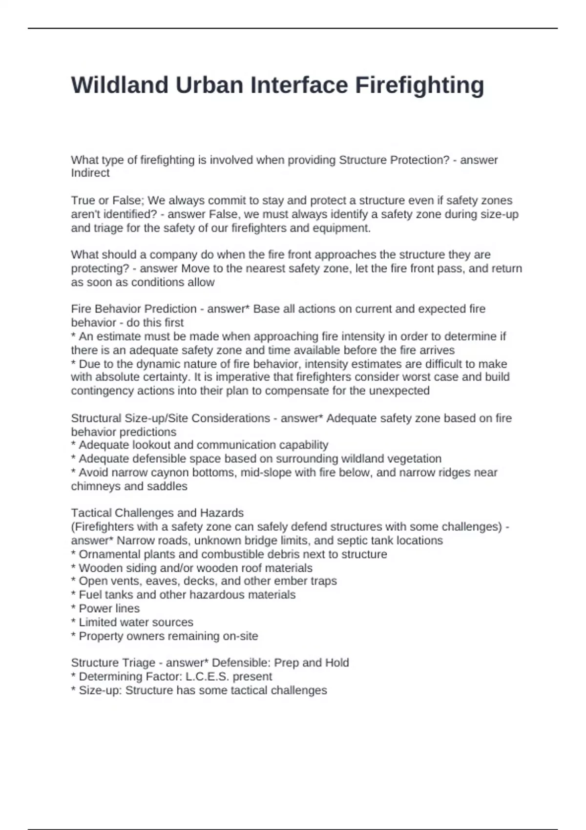 Wildland Urban Interface Firefighting Questions with Correct Answers ...