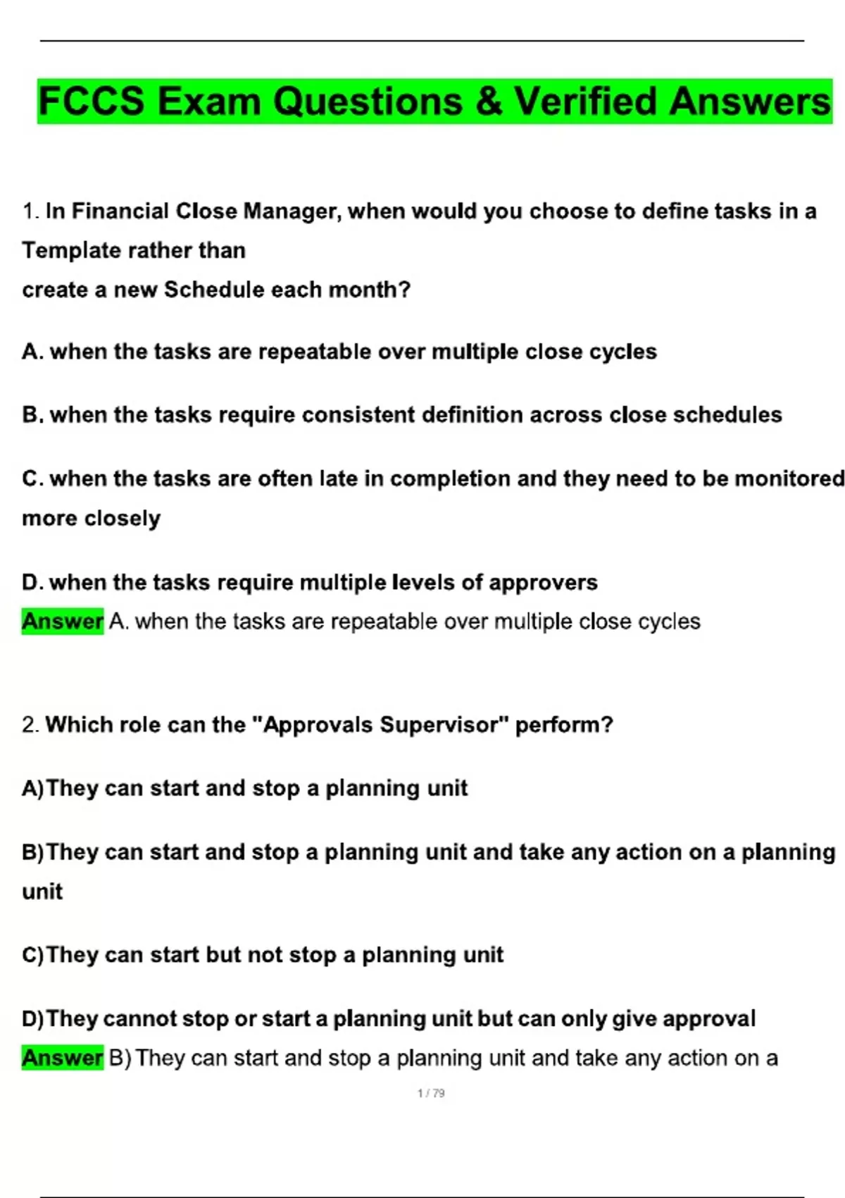 FCCS Exam (2025 / 2026) Expected Questions and Revised Correct Answers ...