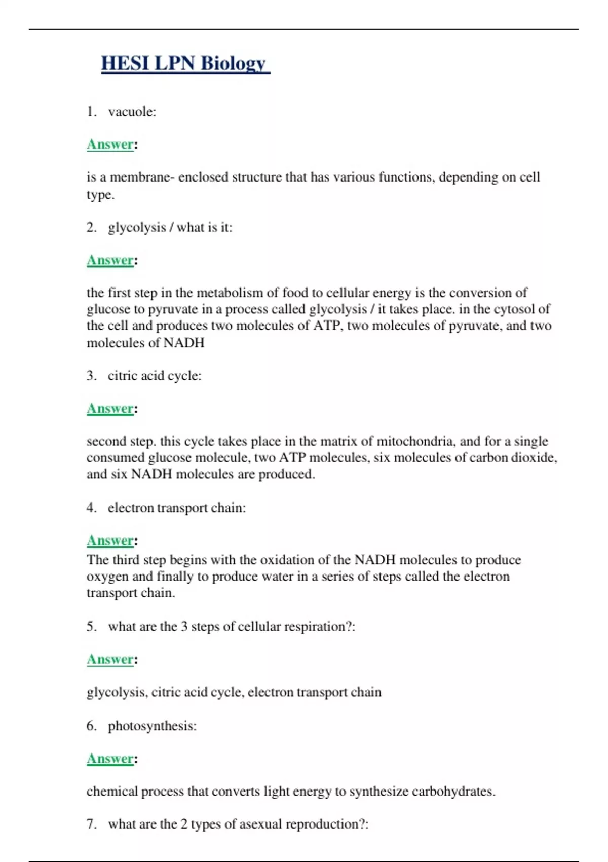 HESI LPN BIOLOGY 2024/2025 | QUESTIONS WITH 100% VERIFIED ANSWERS AND ...