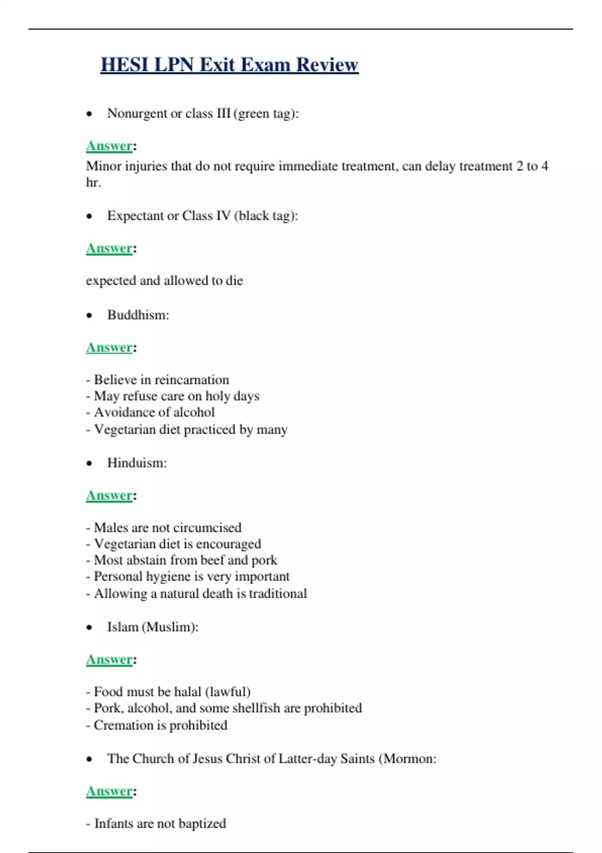 HESI LPN EXIT EXAM REVIEW 2024/2025 | QUESTIONS WITH 100% VERIFIED ...