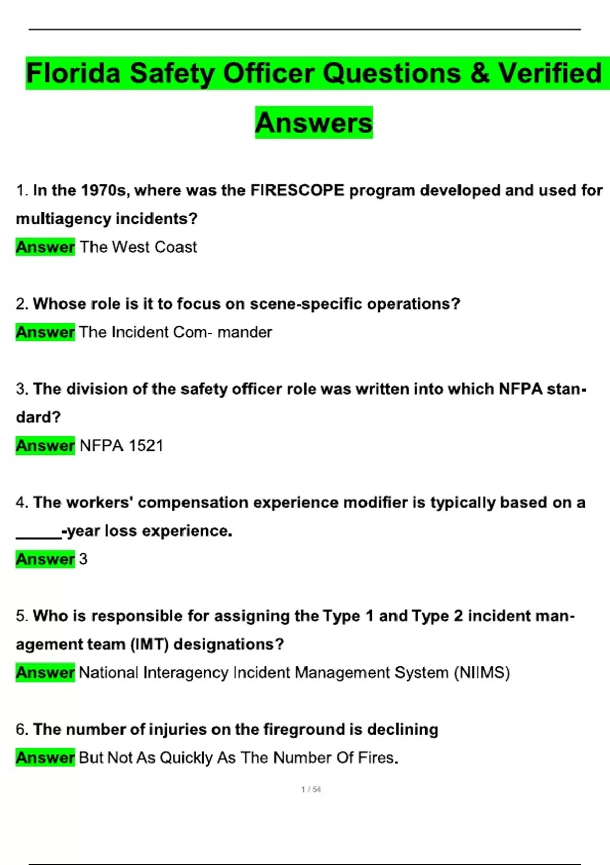 Florida Safety Officer 2025 Questions and Answers 100% Correct Verified ...
