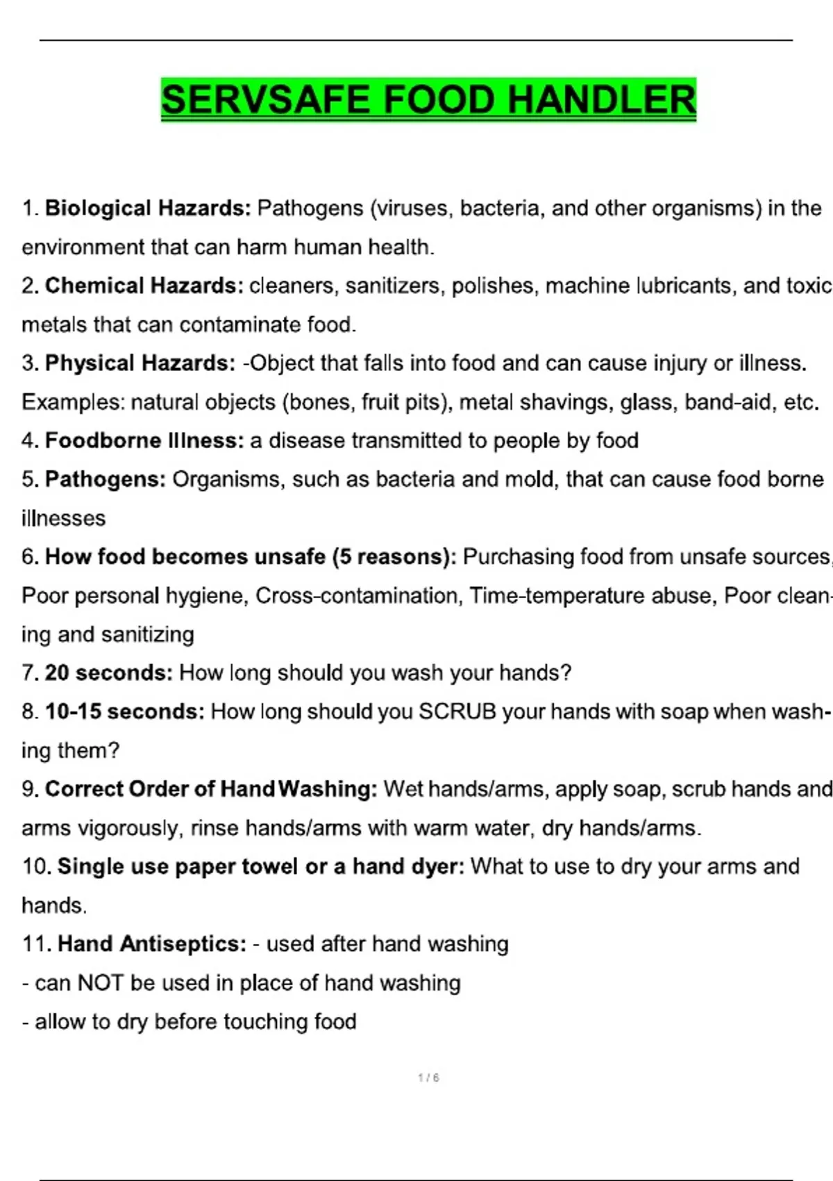ServSafe Food Handler 2025 Questions and Answers (2025 / 2026 ...