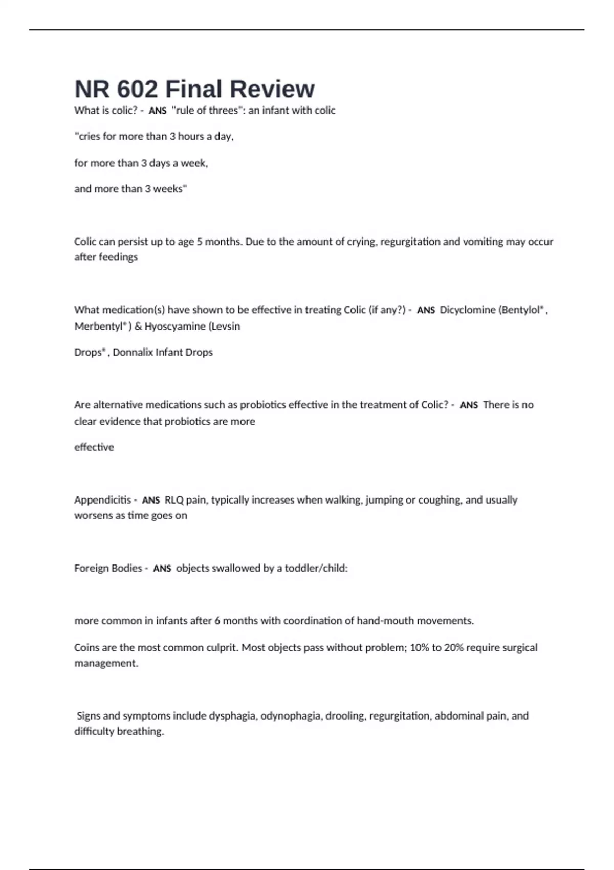 NR 602 Final Exam 2025/2026. 220 questions and answers - NR 602 - Stuvia US