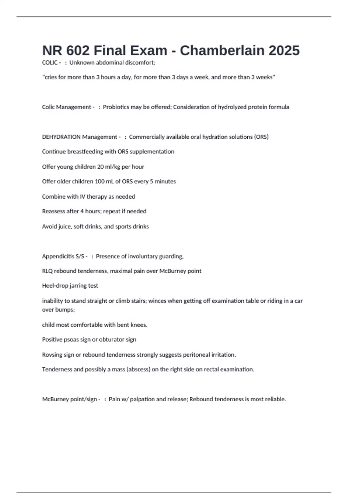 NR 602 Final Exam - Chamberlain 2025. 105 questions and answers - NR ...