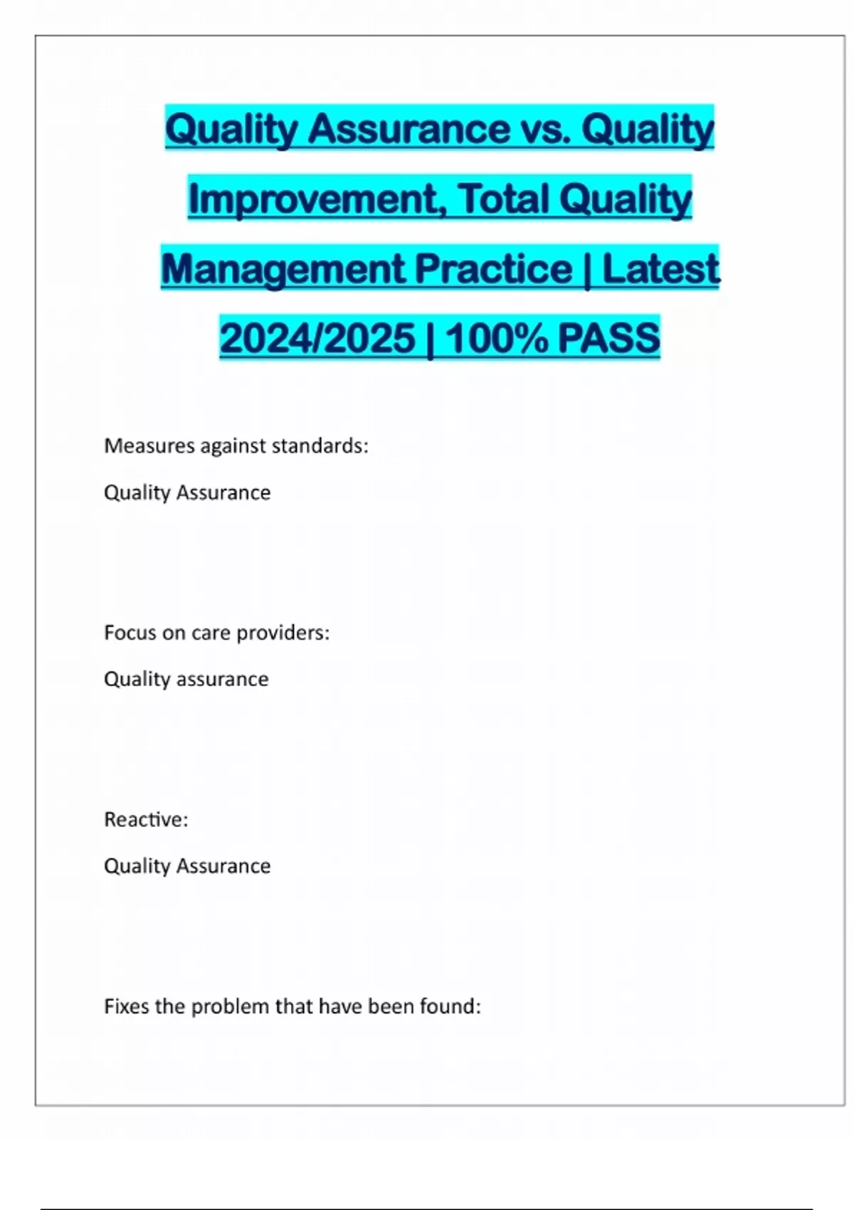 Quality Assurance vs. Quality Improvement, Total Quality Management ...