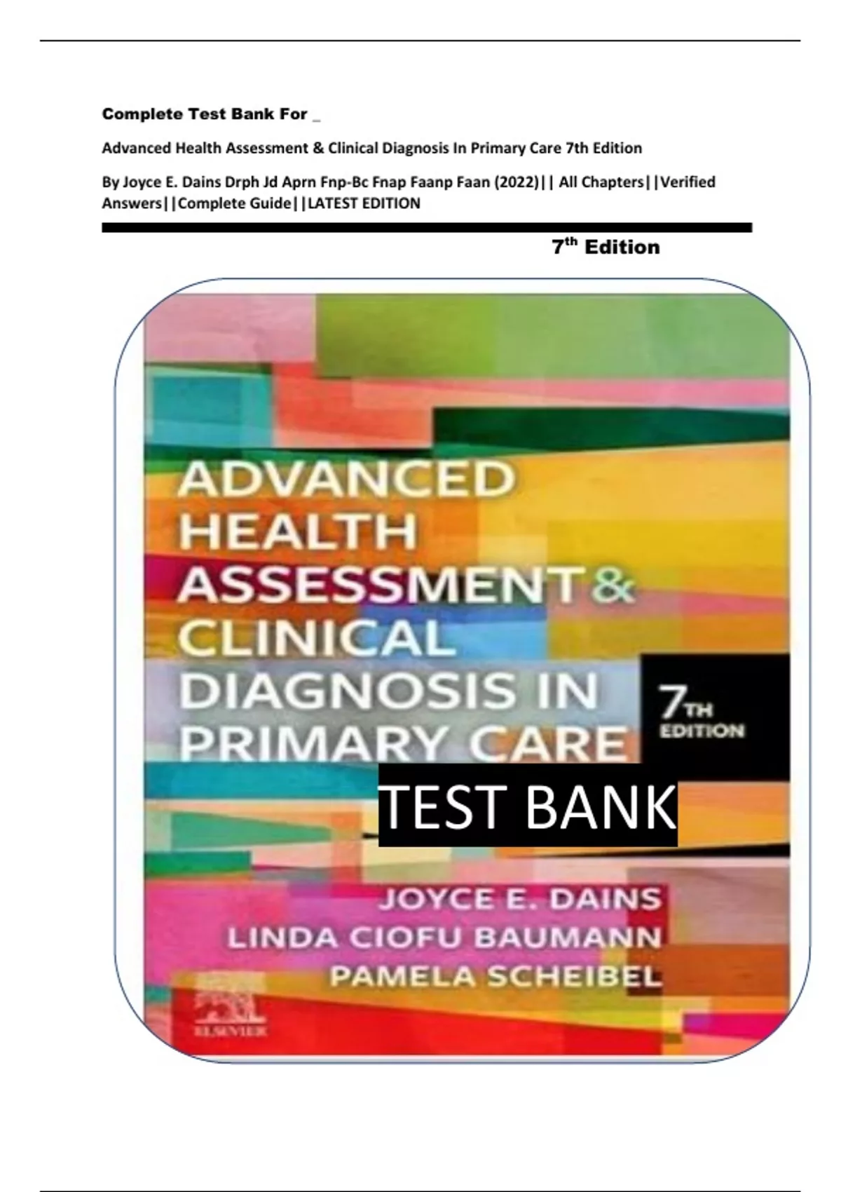 Complete Test Bank For _ Advanced Health Assessment & Clinical ...