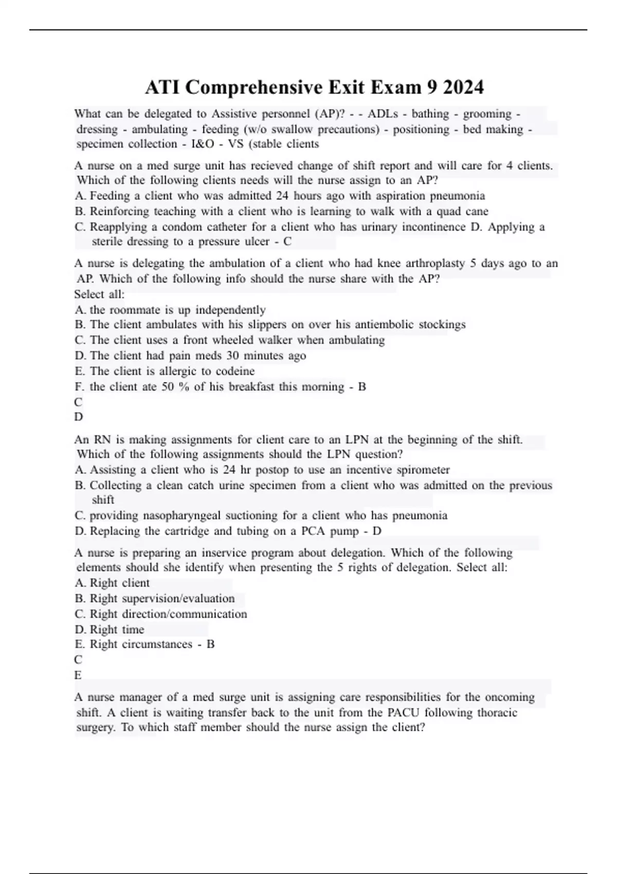 ATI Comprehensive Exit Exam 9 2024/2025 100% VERIFIED EXAM - ATI ...